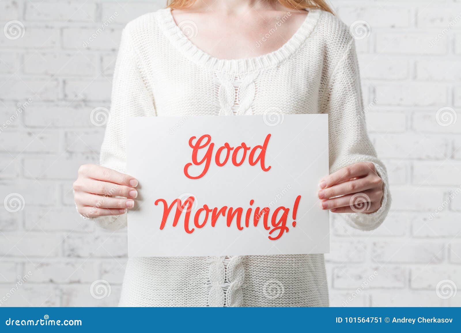Good Morning Inscription on the Board in Hand Stock Image - Image of ...