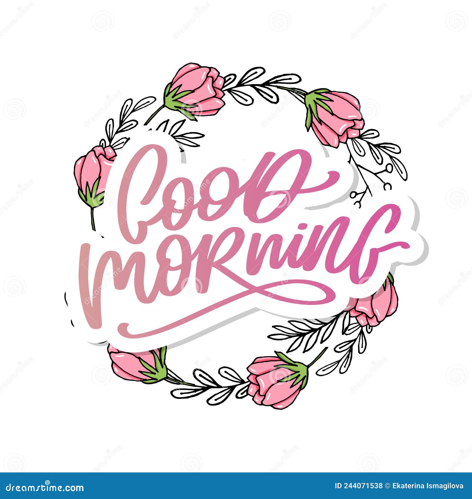 Good Morning Lettering Calligraphy Brush Text Slogan Stock Vector ...