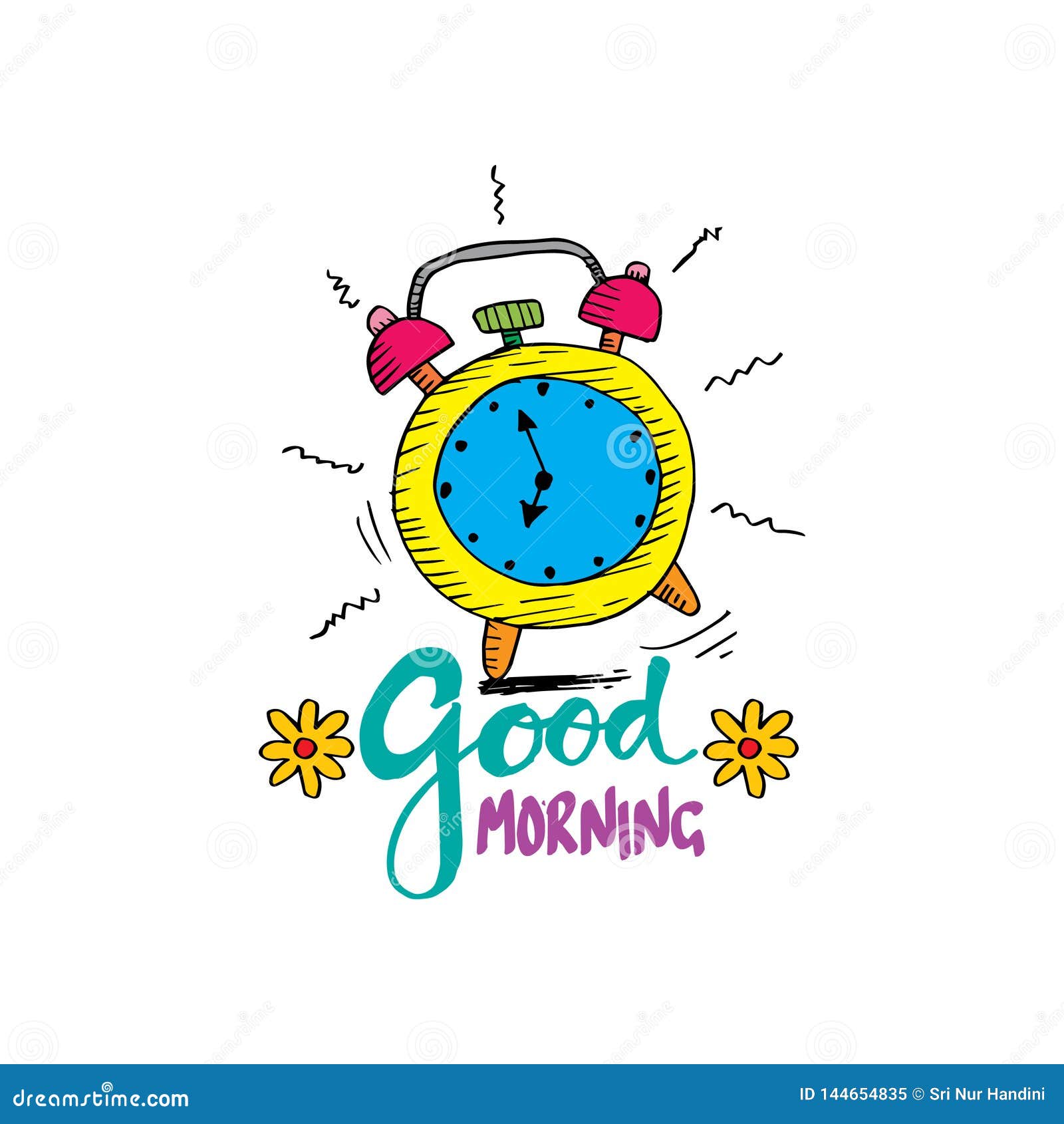 Good Morning Lettering with Hand Drawn Alarm Clock Stock Vector ... Good Morning Lettering with Hand Drawn Alarm Clock Stock Vector ...