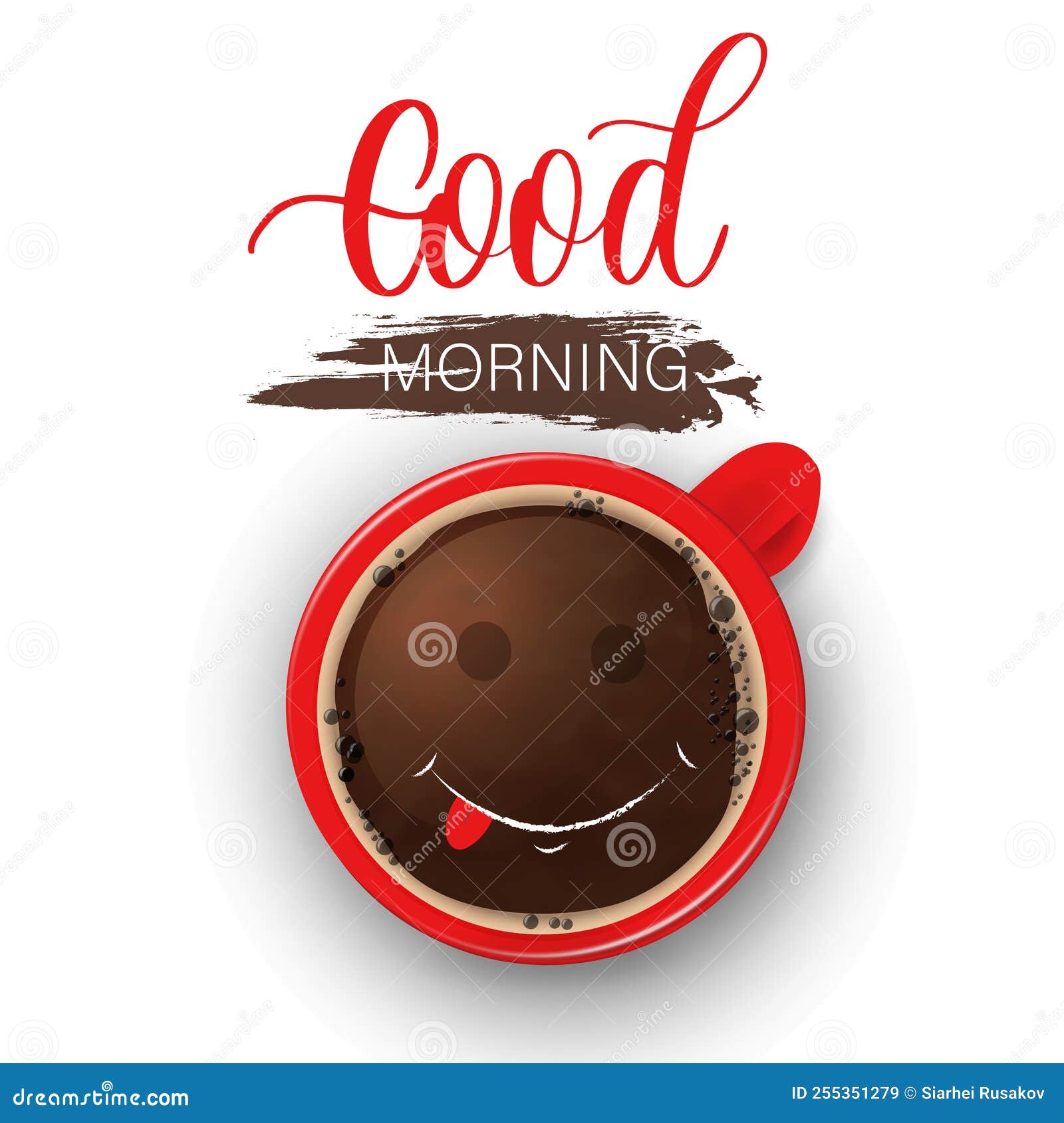 Good Morning. Lettering with a Red Cup and a Smile. EPS 10. Stock ...