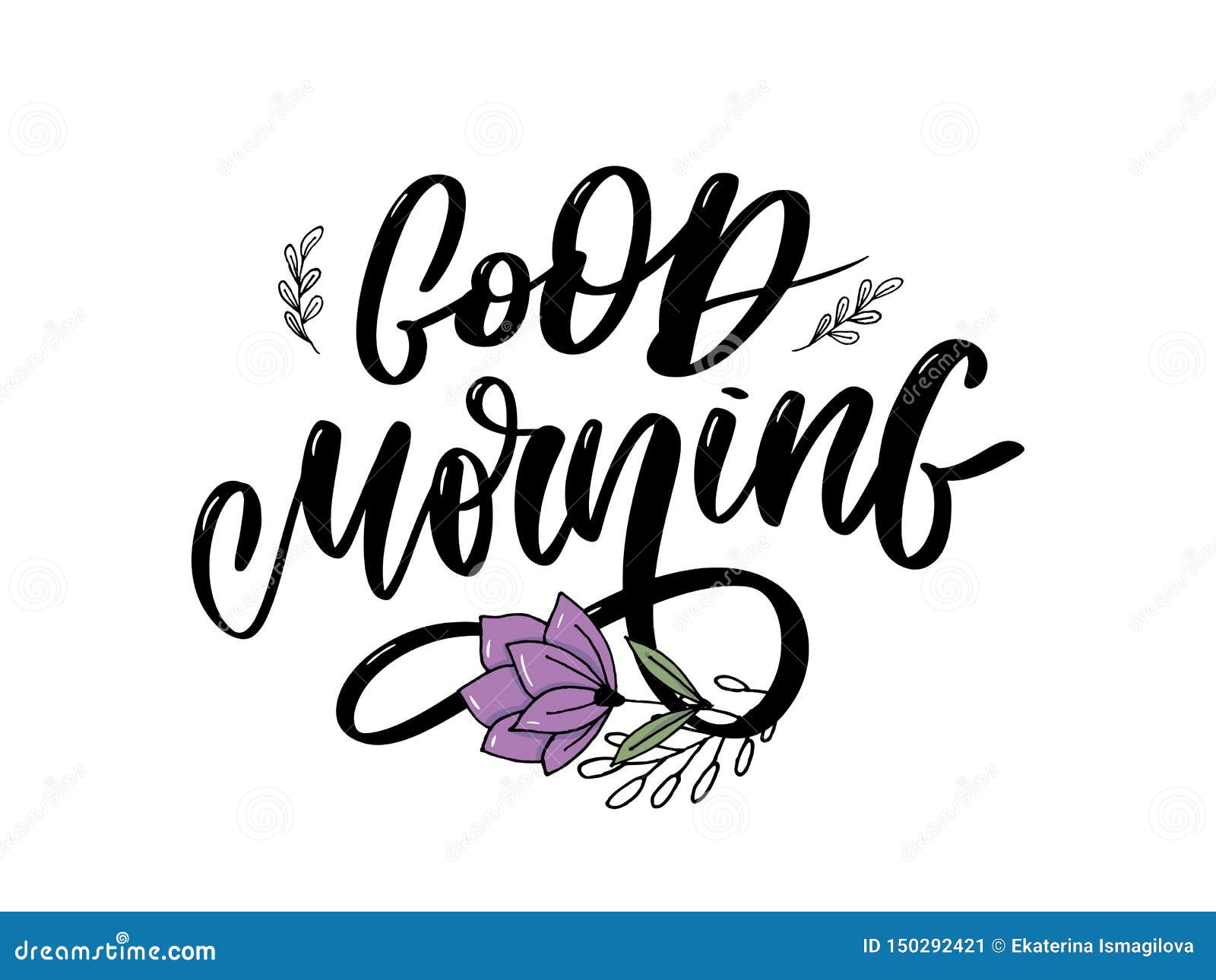 Good Morning Lettering Text Slogan Calligraphy Black Stock Illustration ...