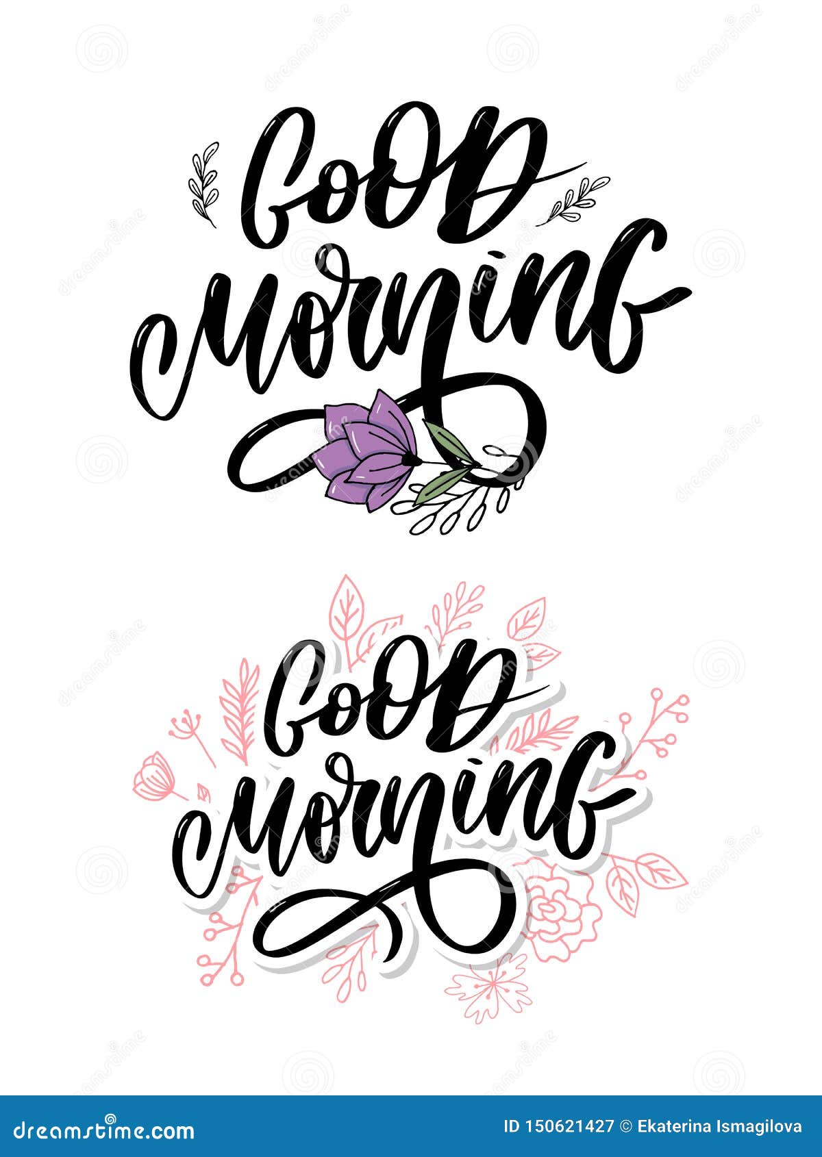 Good Morning Lettering Text Slogan Calligraphy Black Stock Image ...