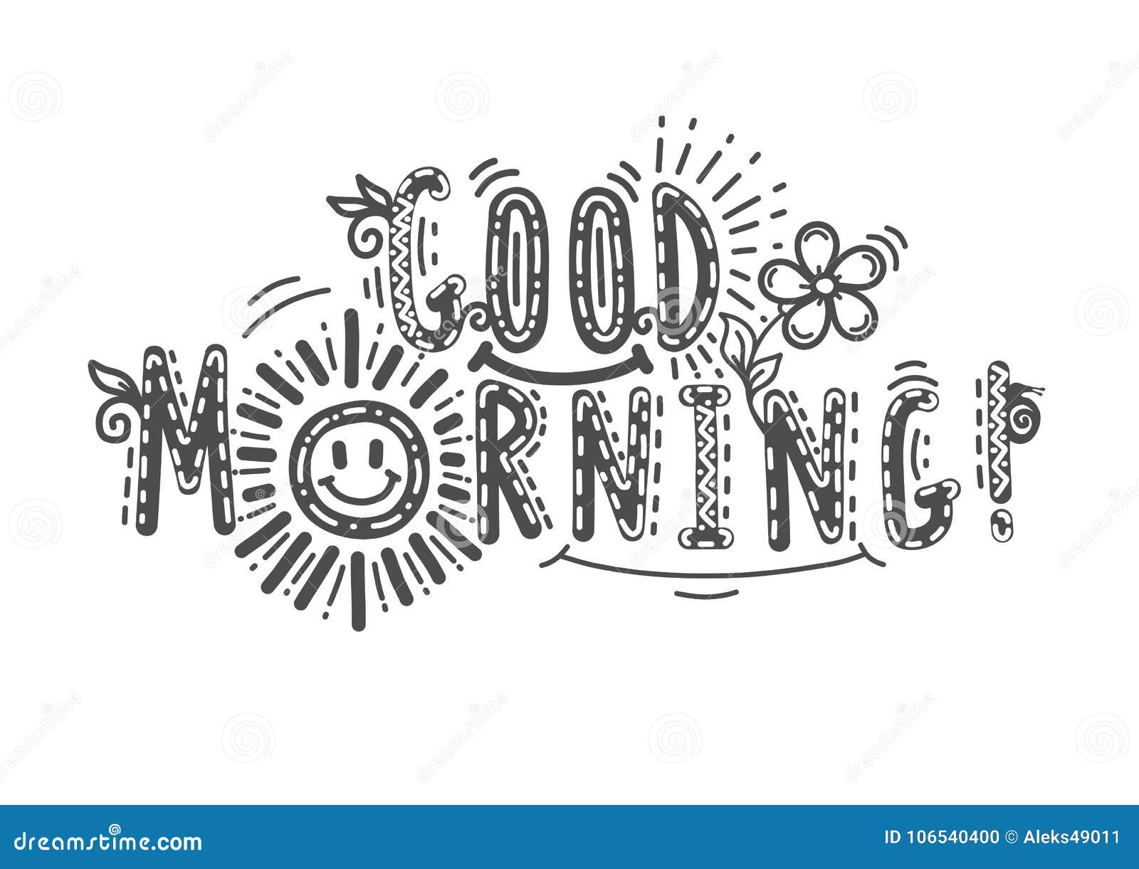 Good Morning Lettering Text Stock Vector - Illustration of phrase, hand ...