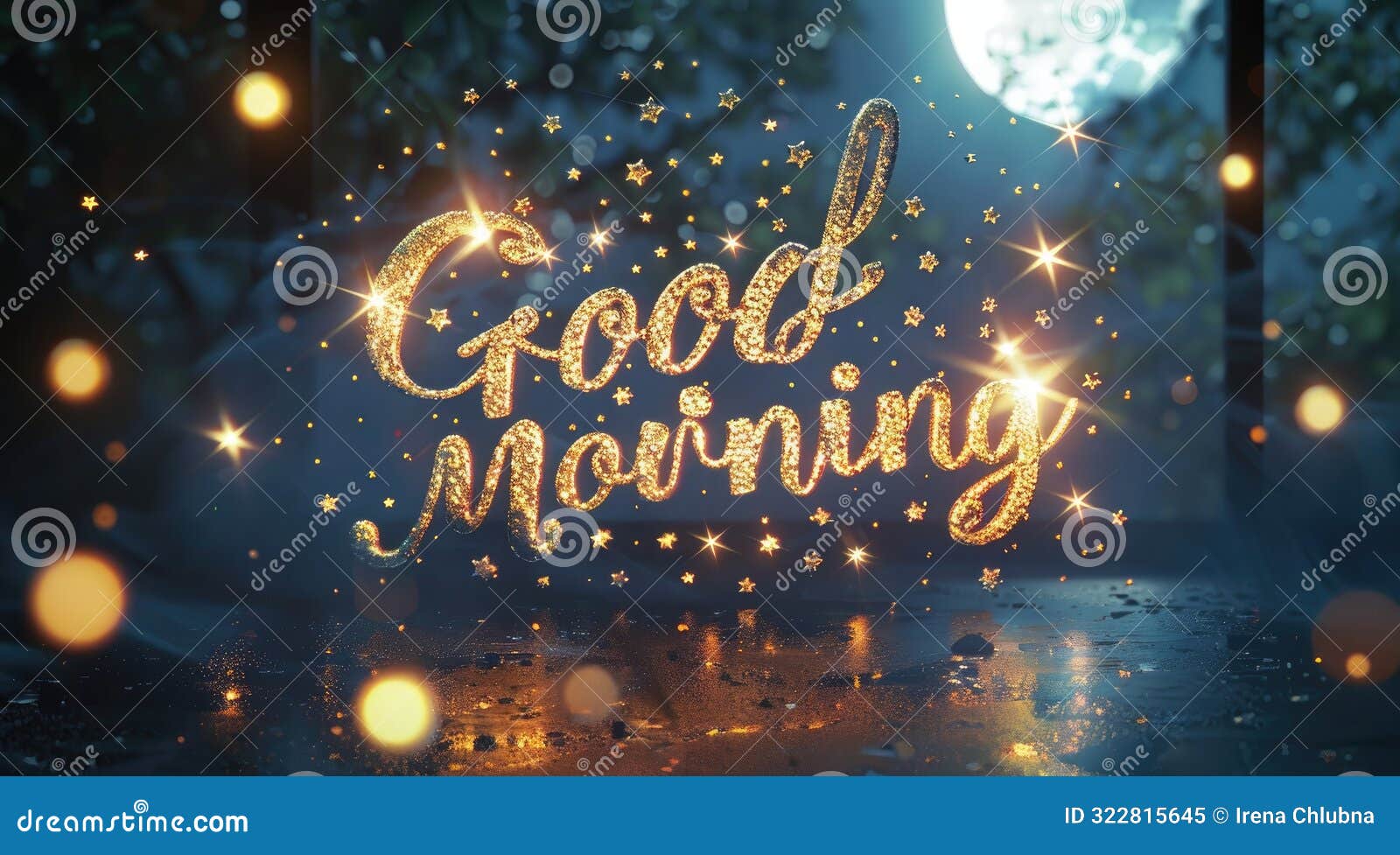 Good Morning Moon and Stars Theme Stock Illustration - Illustration of ...