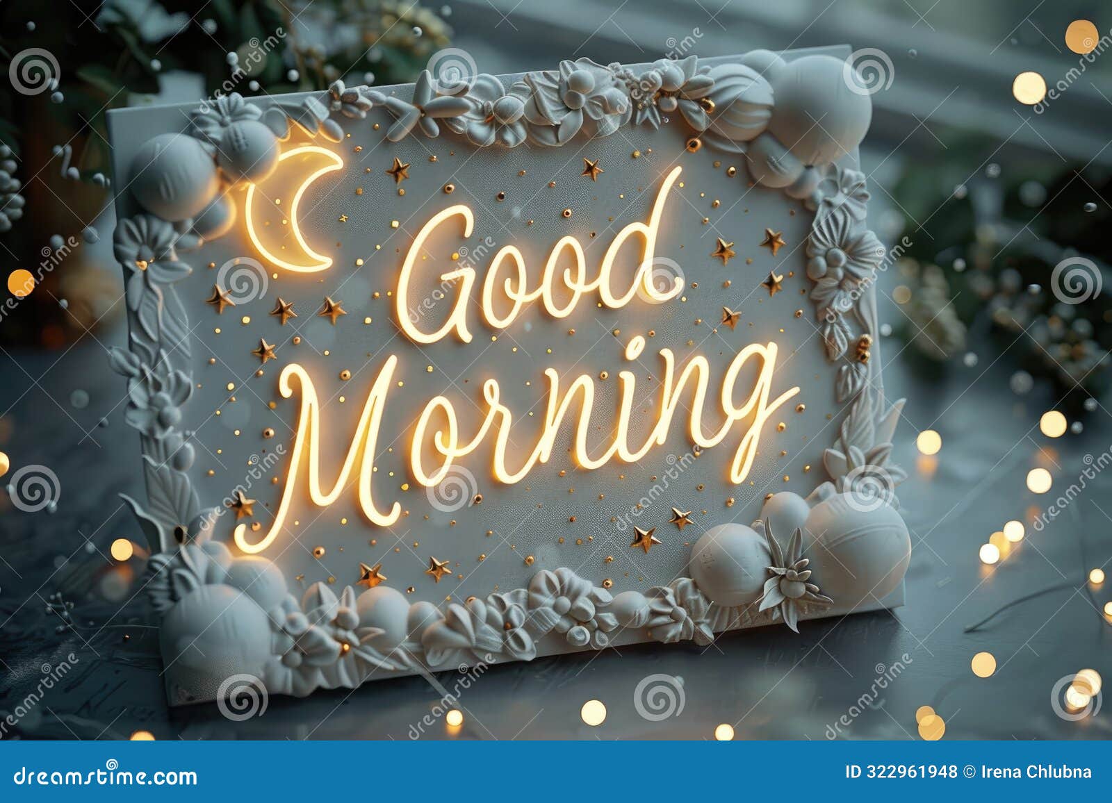 Good Morning Moon and Stars Theme Stock Illustration - Illustration of ...