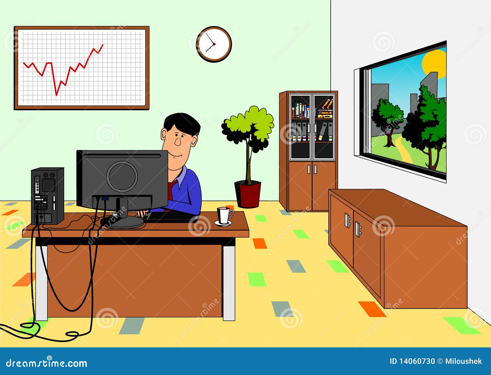 Good morning in the office stock vector. Illustration of manager - 14060730