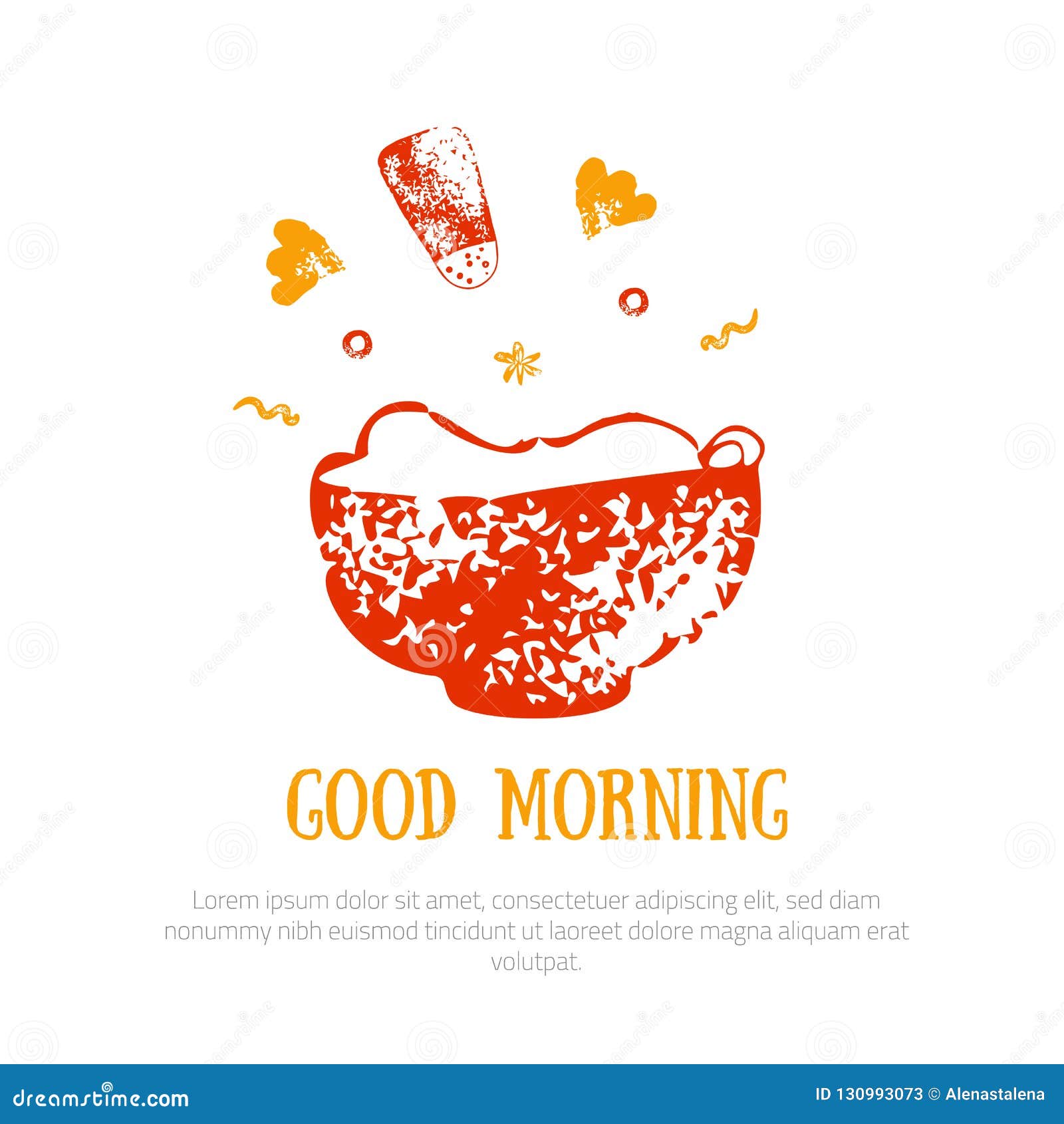 Good Morning Poster Card with Plate. Vector Design Illustration. Stock ...