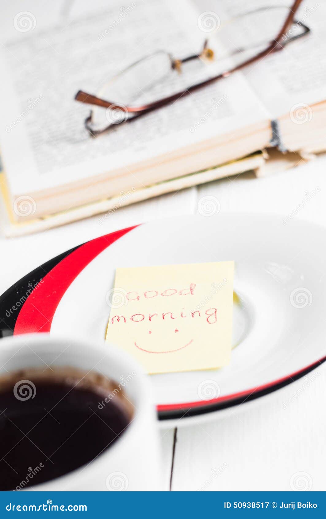 Good Morning with Smile and Cup Coffe Stock Image - Image of journey ...