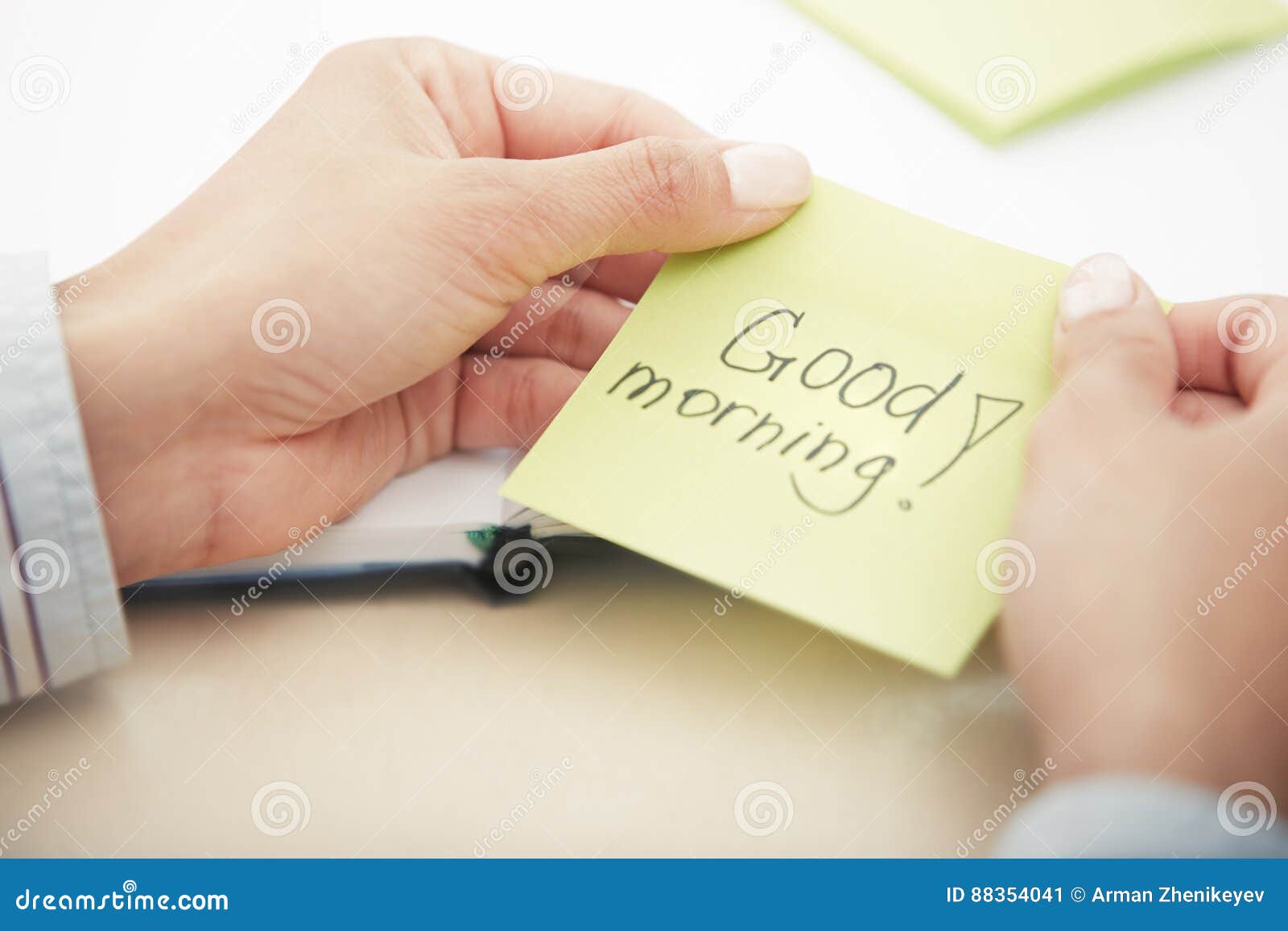 Good Morning Text on Adhesive Paper Stock Image - Image of greeting ...
