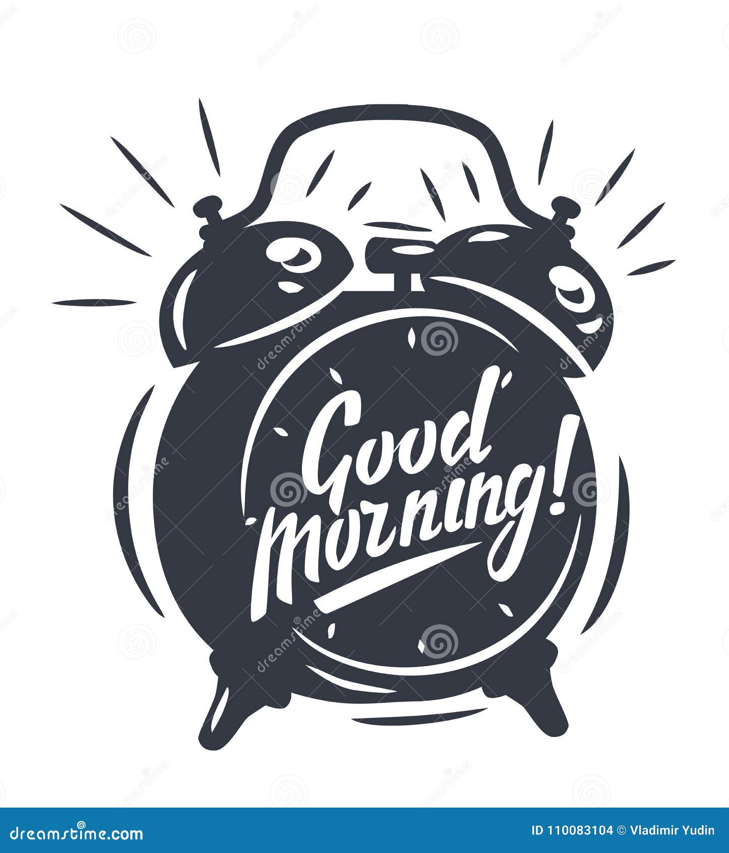 Good Morning. Text with Clock Stock Vector - Illustration of isolated ...