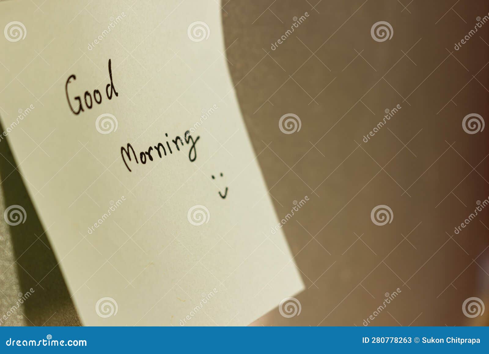 Good Morning Text in a Note is Stuck Stock Image - Image of good ...