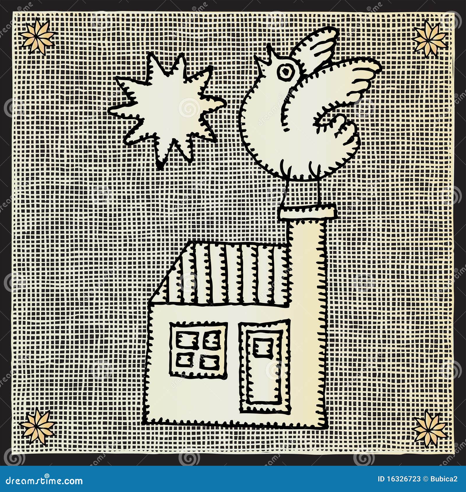 Good Morning Woodcut Cartoon Vector | CartoonDealer.com #16326723