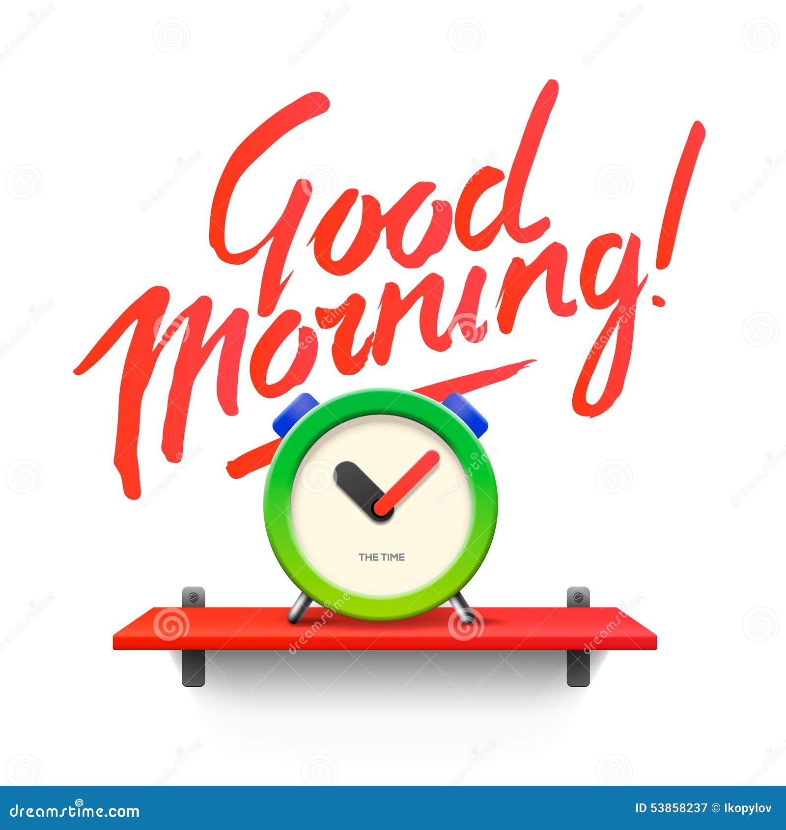 Wake Up. Workspace Mock Up With Analog Alarm Clock Cartoon Vector ...