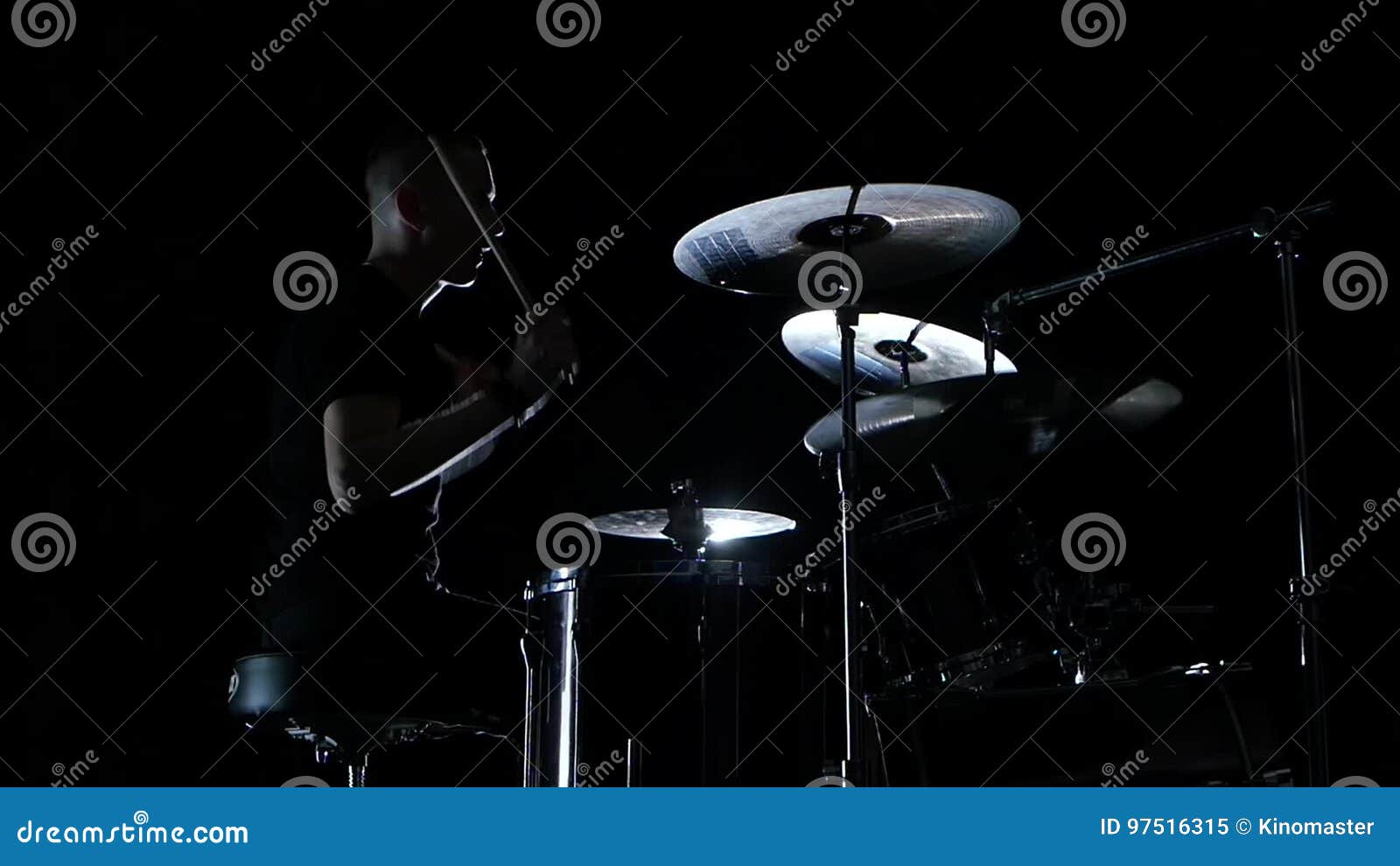 Good Music in the Perfomance of a Professional Drummer. Side View ...