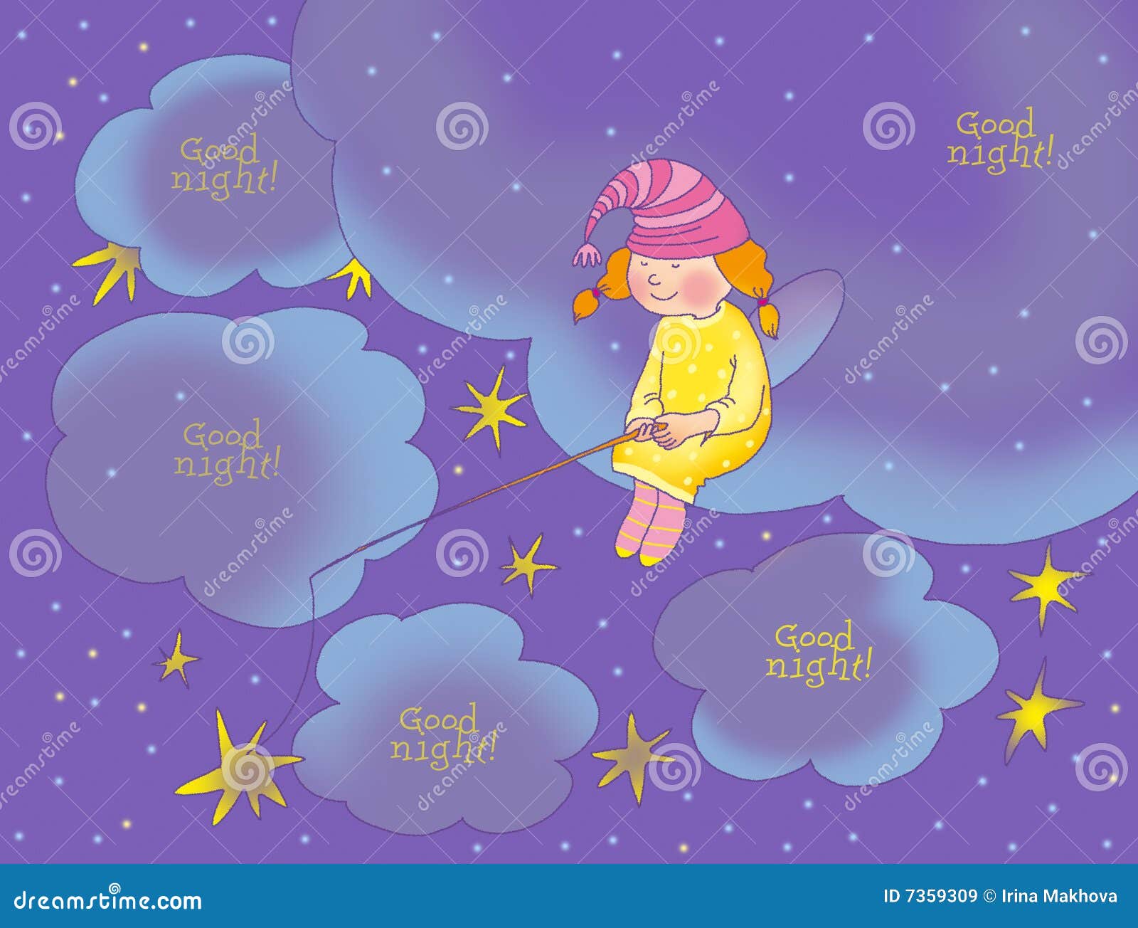Good night card stock illustration. Illustration of heaven - 7359309