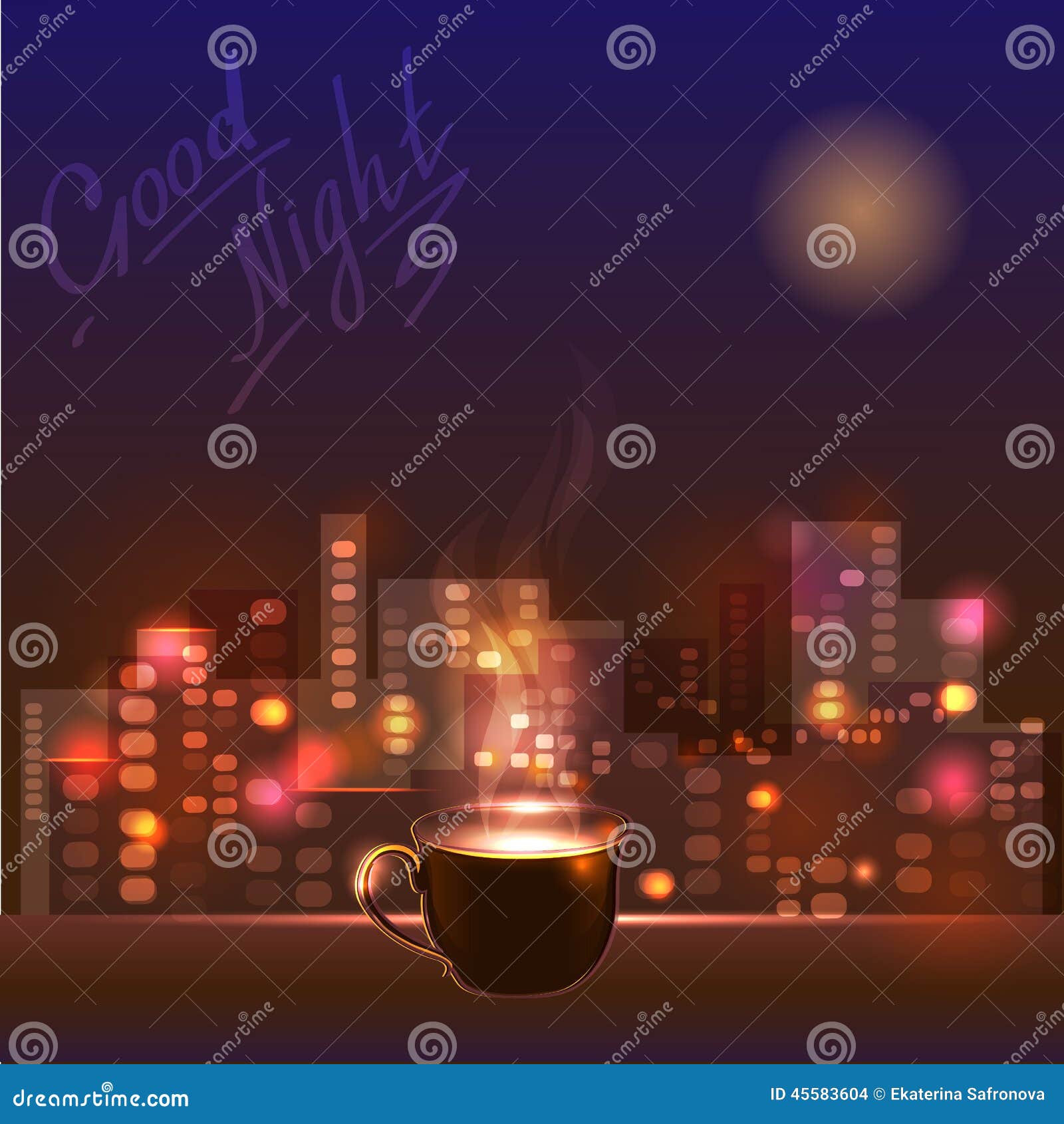 Good night stock illustration. Illustration of coffee - 45583604