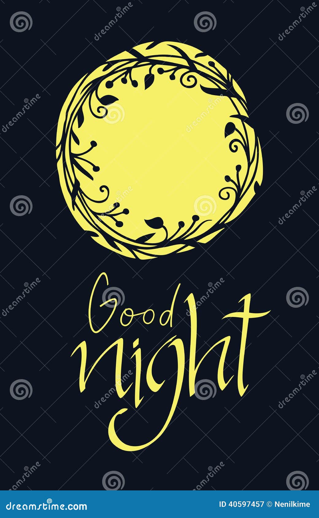 Good night design card stock vector. Illustration of sleep - 40597457