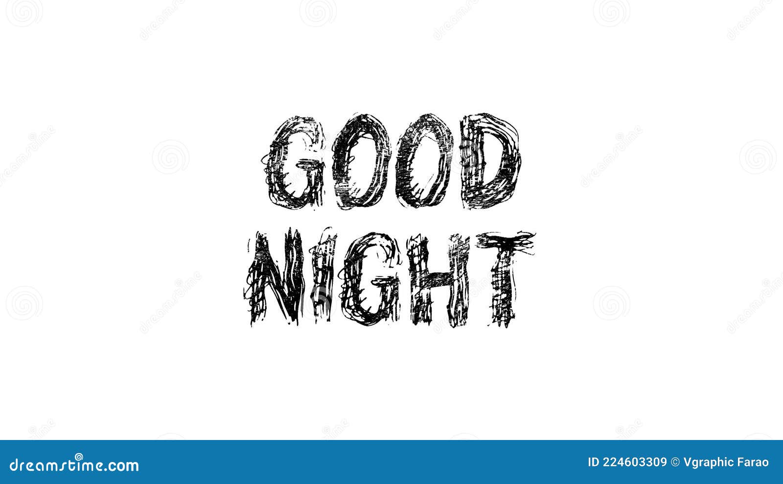 Good Night Hand Draw Lettering Calligraphy. Animation of Doodled ...
