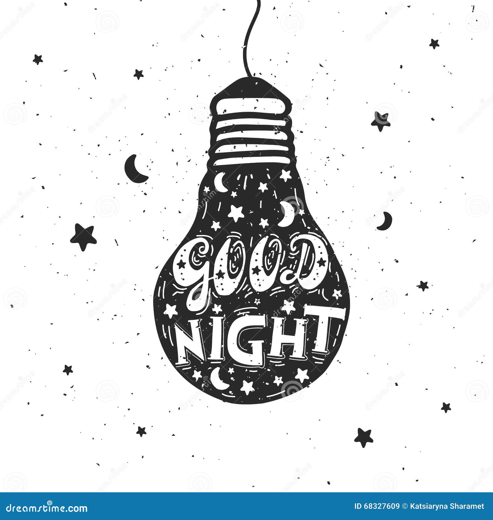 Good night letter. stock vector. Illustration of card - 68327609