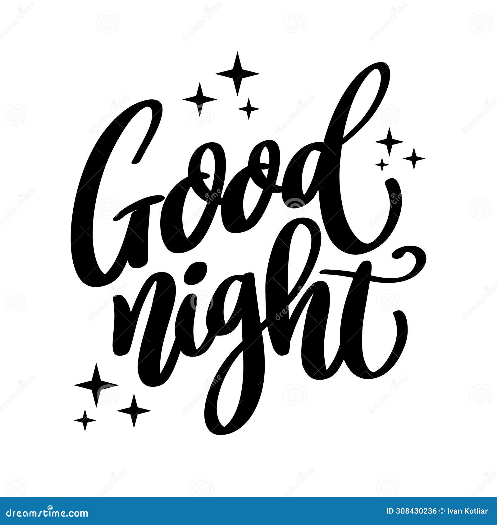 Good Night. Lettering Phrase Isolated on White Stock Vector ...