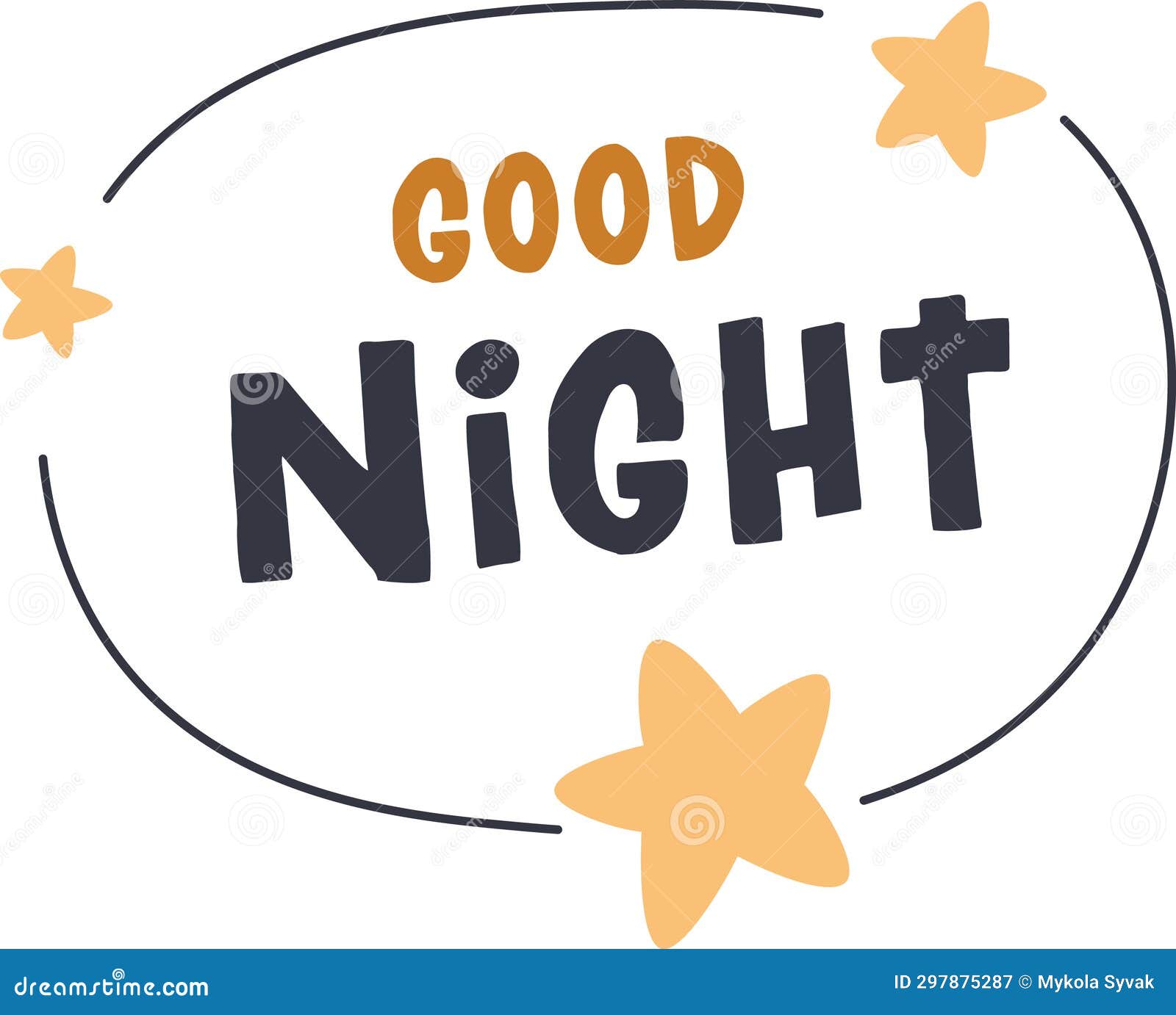 Good Night Lettering Sticker Stock Illustration - Illustration of print ...