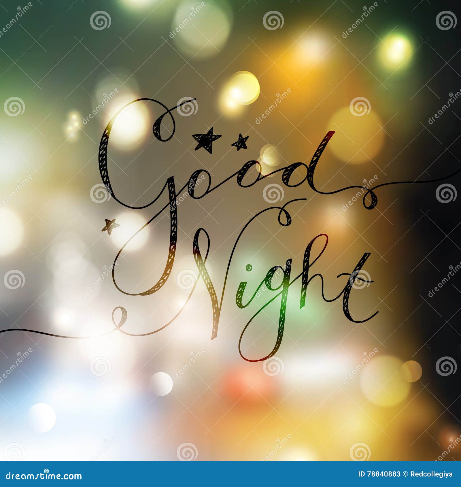 Good night lettering stock vector. Illustration of shine - 78840883