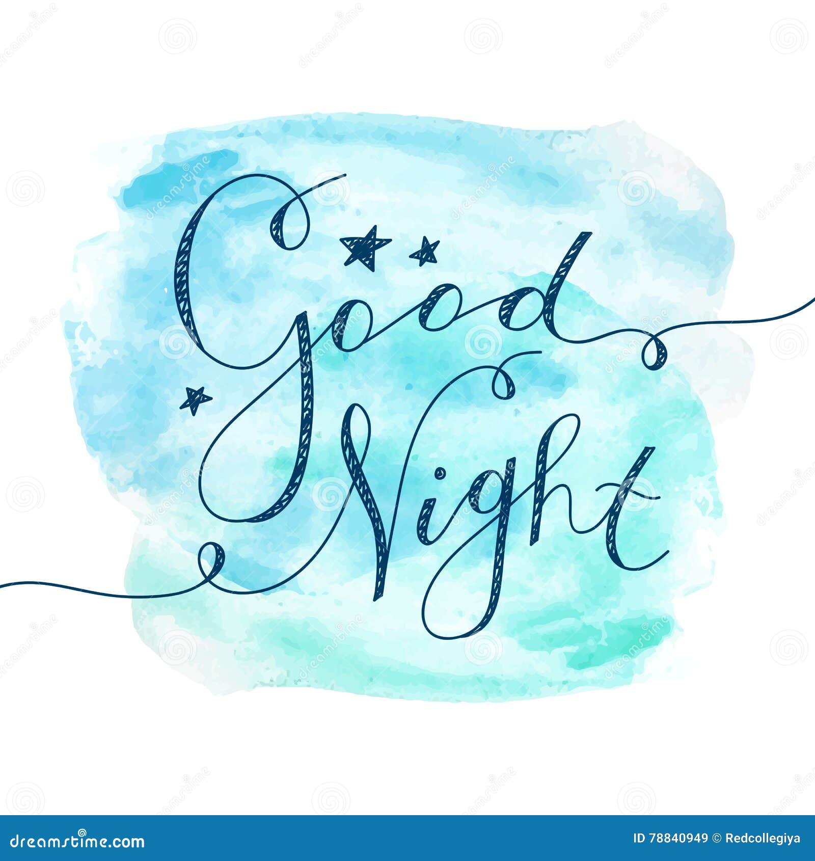 Good night lettering stock vector. Illustration of turquoise - 78840949