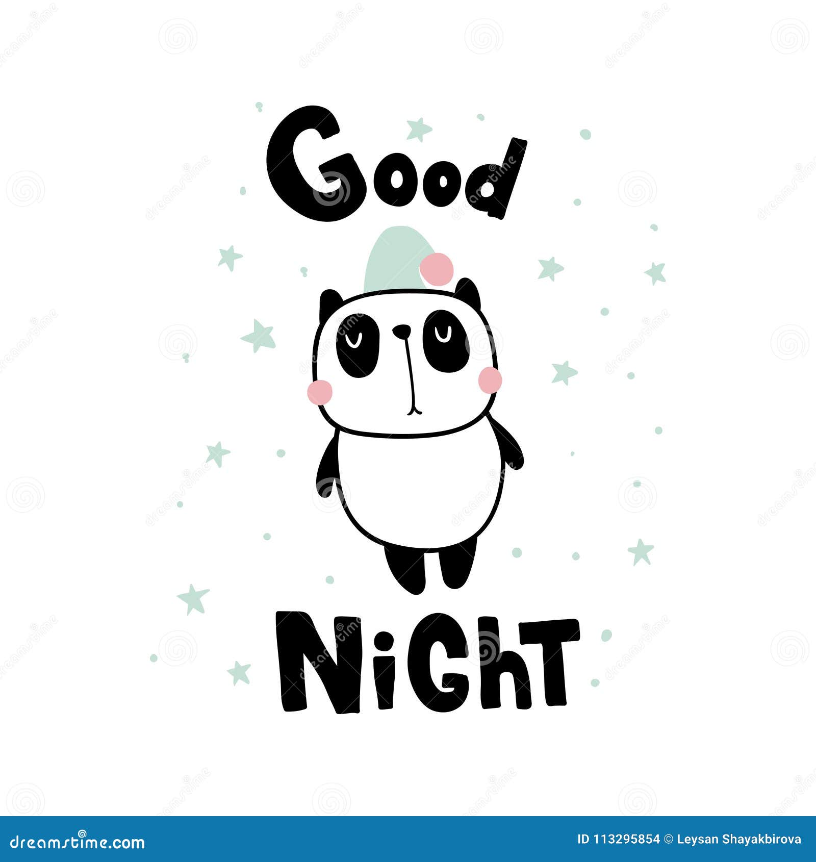 Good night panda stock vector. Illustration of mammal - 113295854