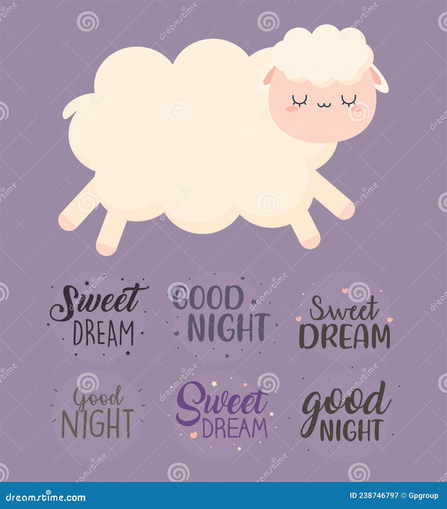 Good Night Phrases and Sheep Stock Vector - Illustration of decoration ...