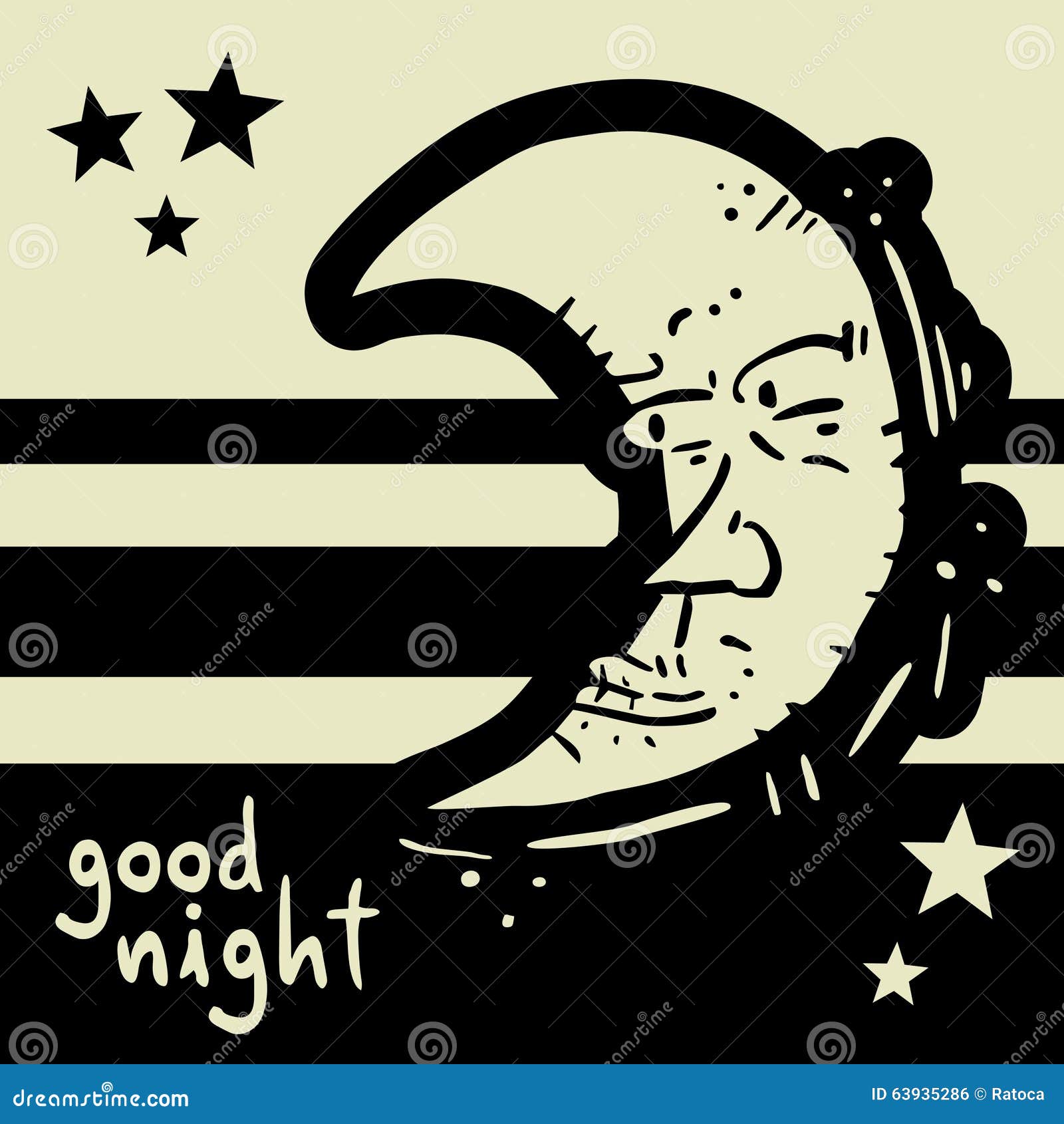Good night symbol stock vector. Illustration of yellow - 63935286