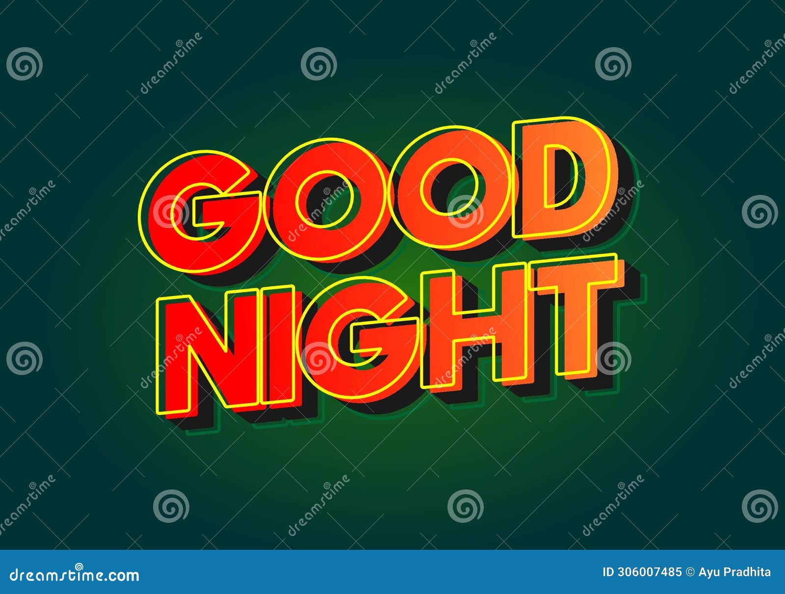 Good Night. Text Effect in Modern Style.eye Catching Color. 3D Look ...