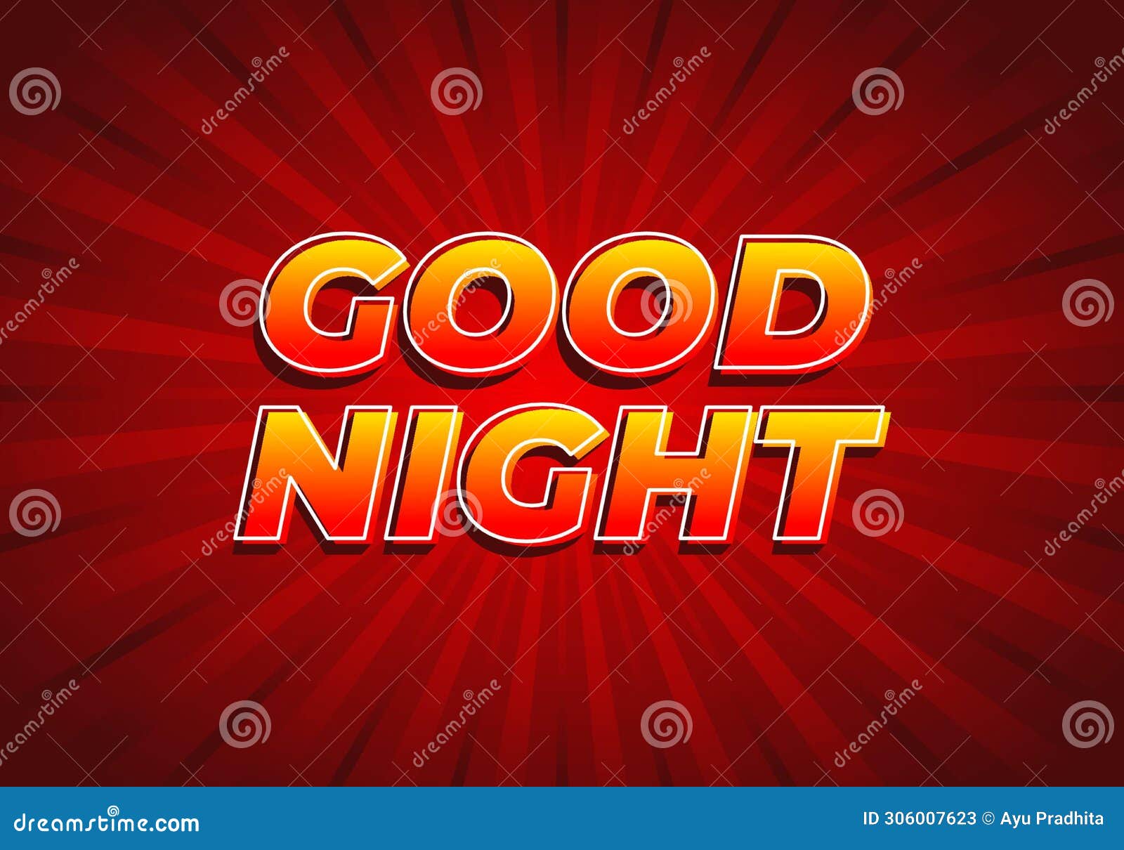 Good Night. Text Effect in Modern Style.eye Catching Color. 3D Look ...