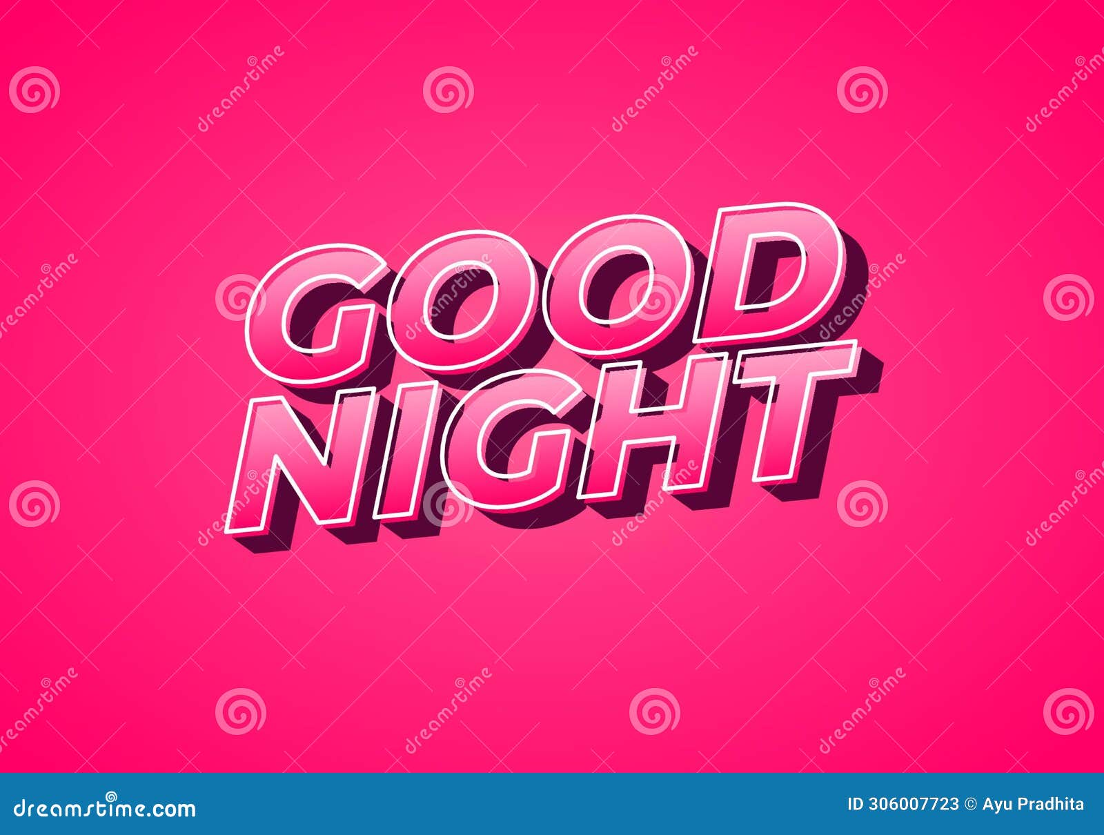 Good Night. Text Effect in Modern Style.eye Catching Color. 3D Look ...