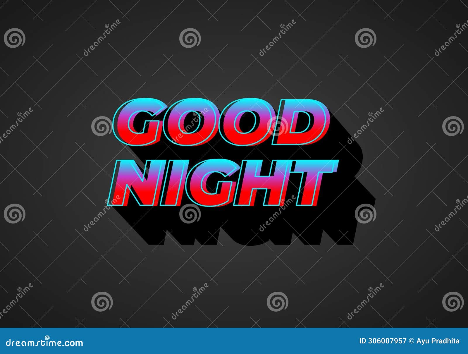 Good Night. Text Effect in Modern Style.eye Catching Color. 3D Look ...