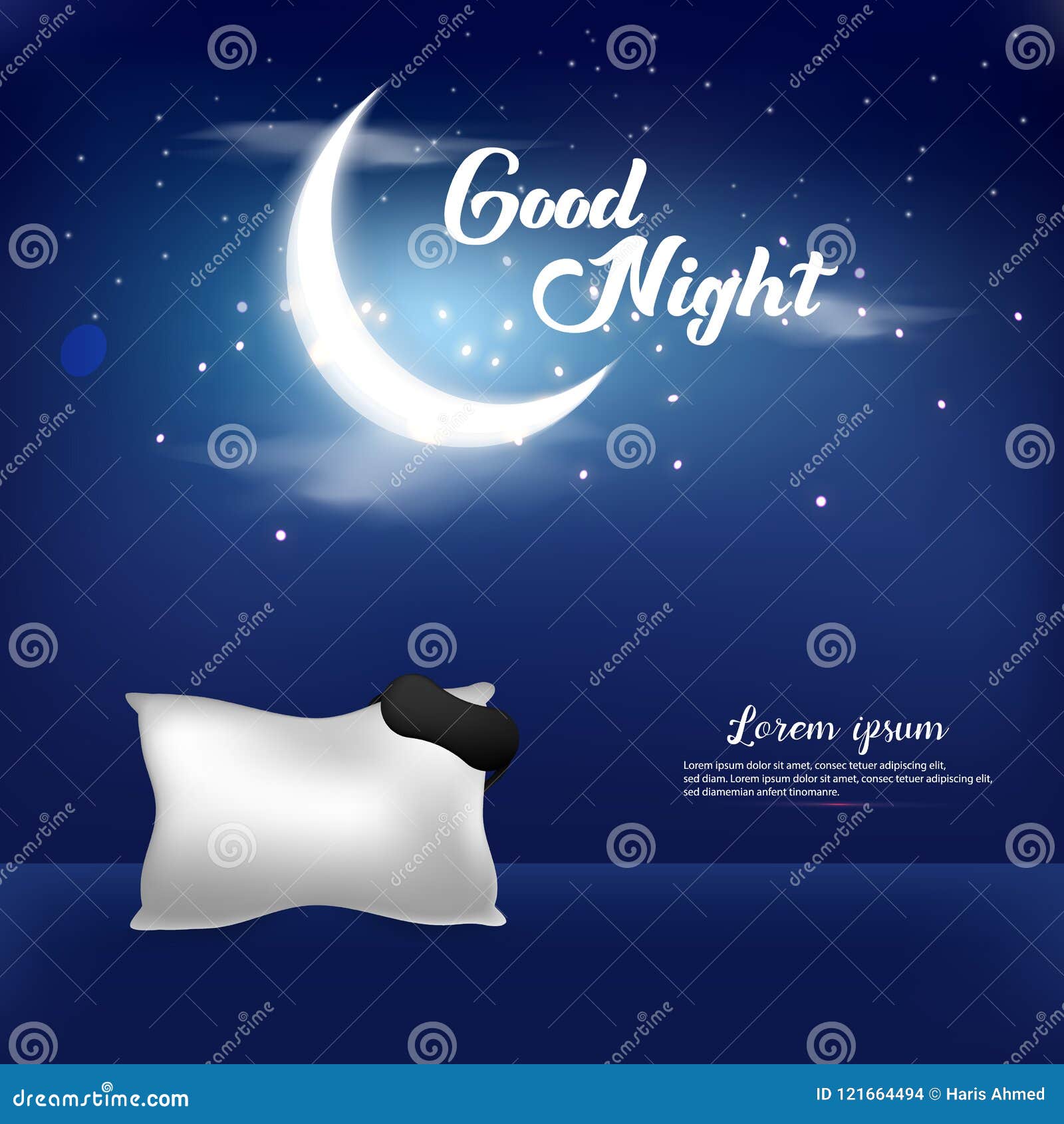 Good Night Vector Illustration Background Template Design Concept Stock ...