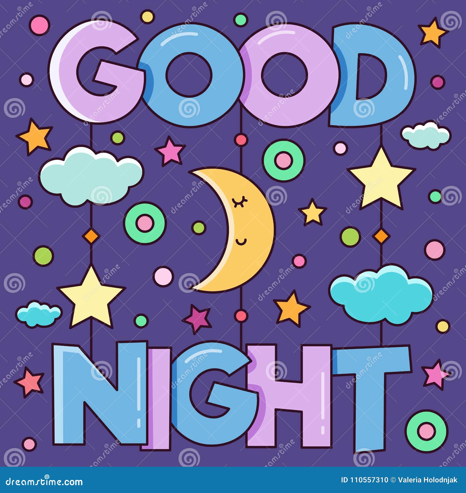 Good Night. Vector Illustration. Stock Vector - Illustration of evening ...
