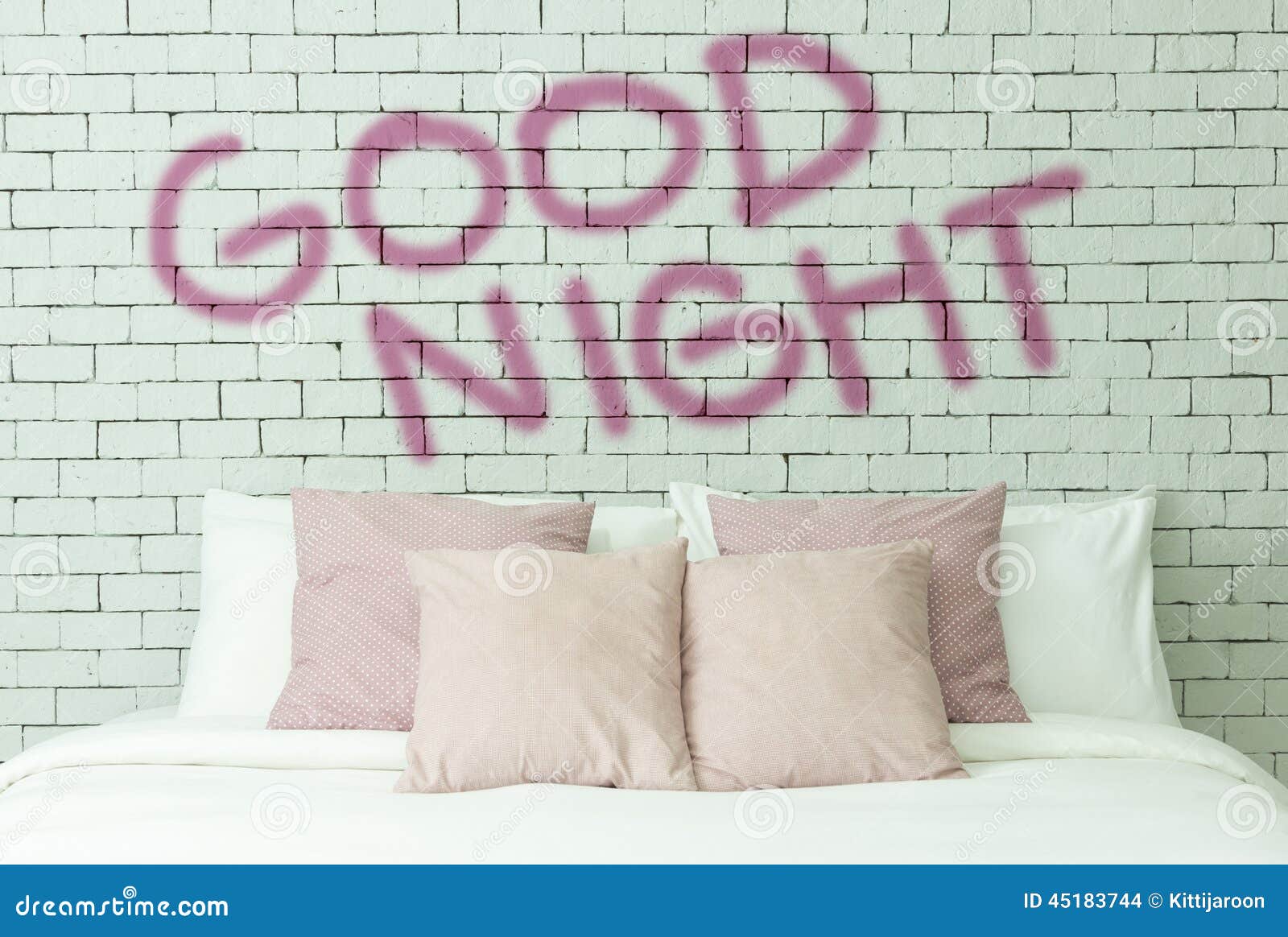 Good Night Word on White Bricks Wall Background Stock Photo - Image of ...