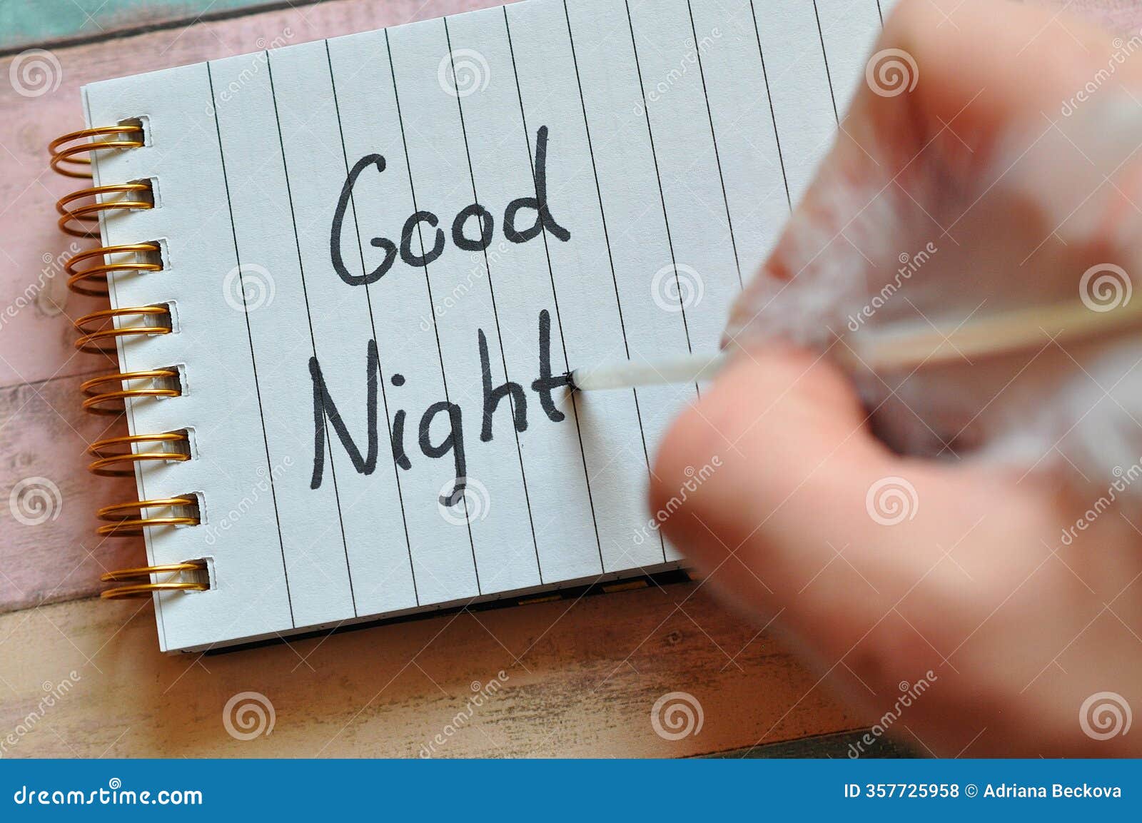 Good night write stock photo. Image of text, floor, write - 357725958