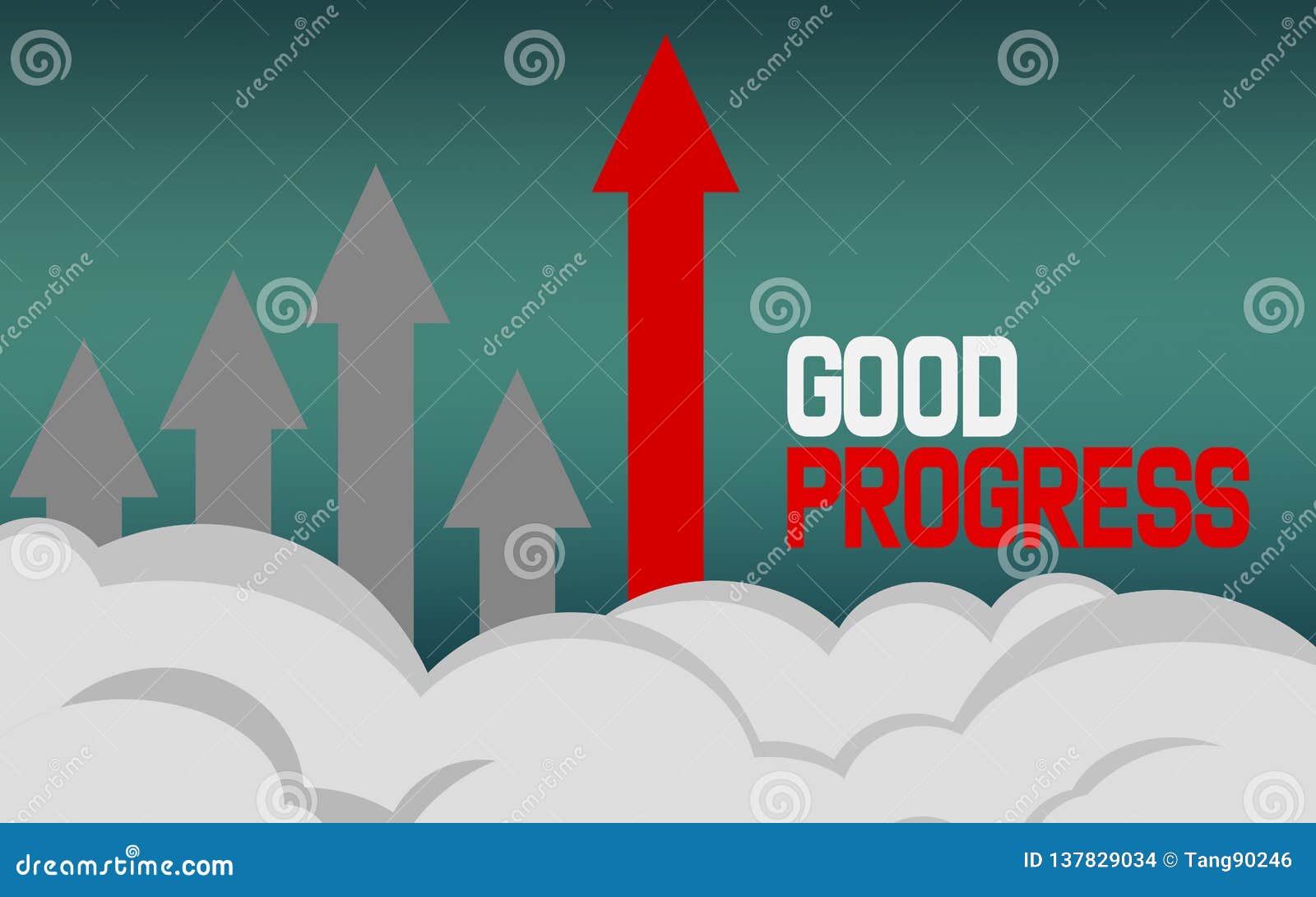 Good Progress Concept. Arrows Moving Up in the Sky Stock Illustration ...