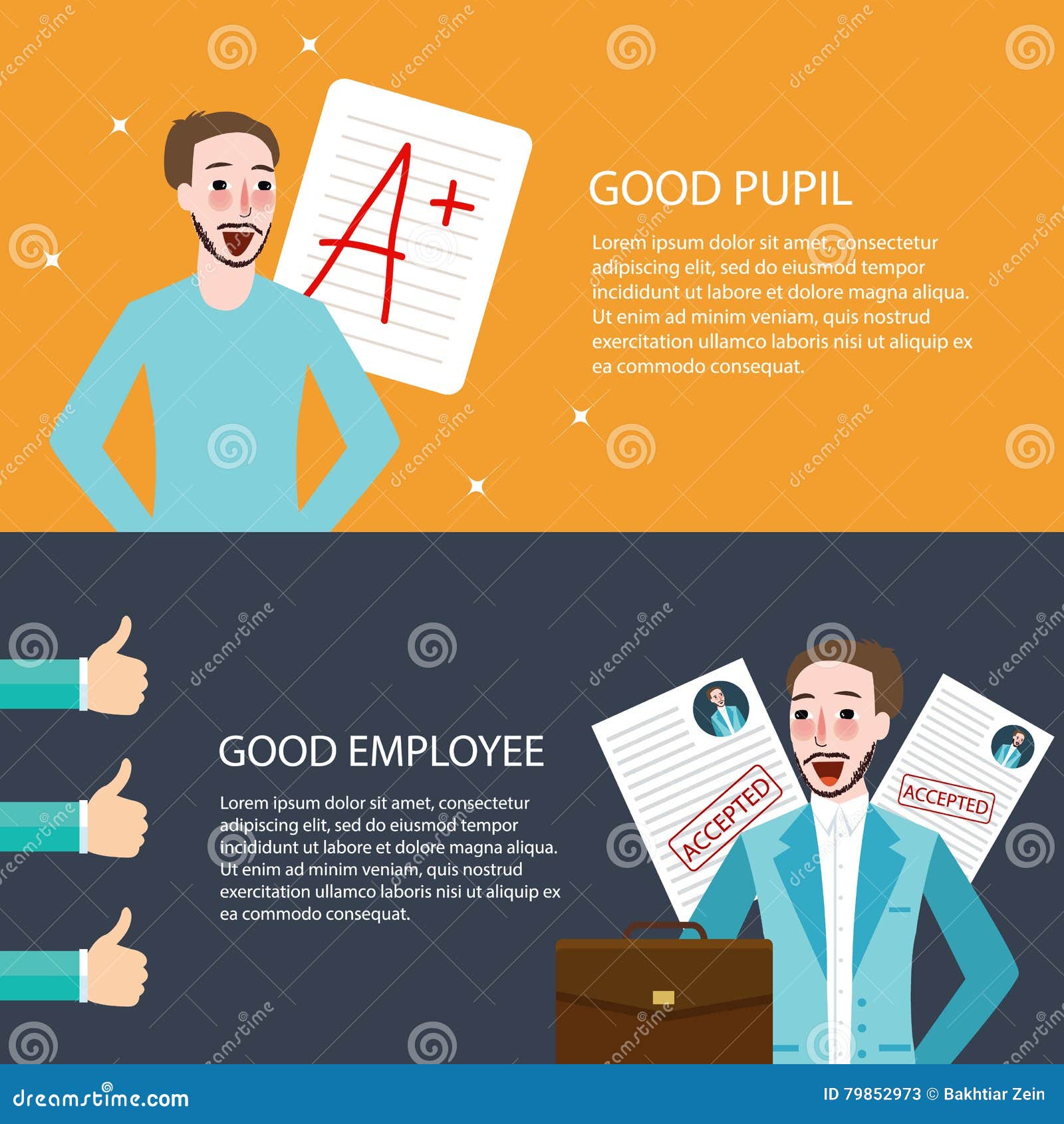 Best Pupil Vector Banner Template. Cute Girl, Female Pupil, Schoolkid ...