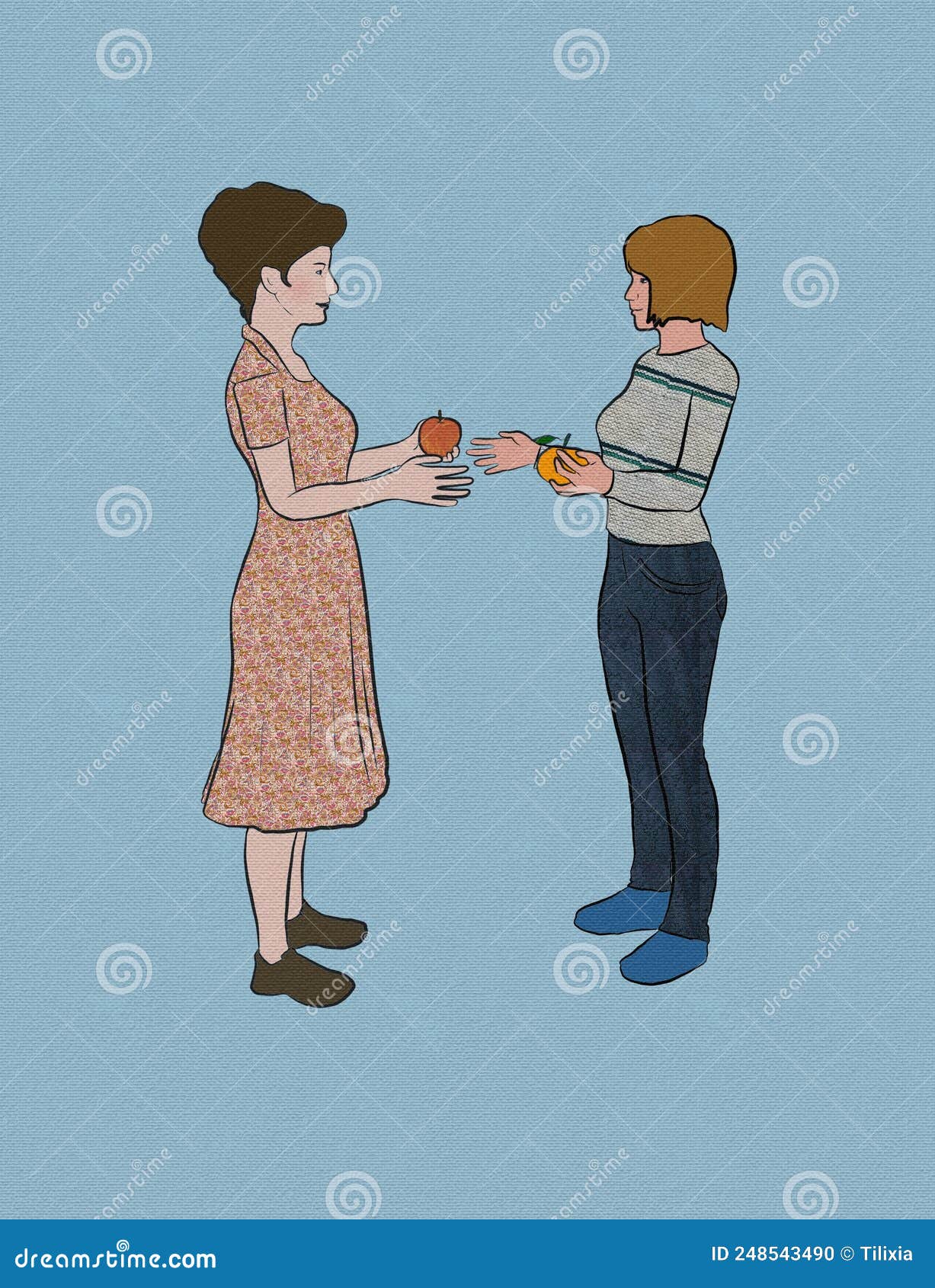 Sharing Things with Friends Stock Illustration - Illustration of ...