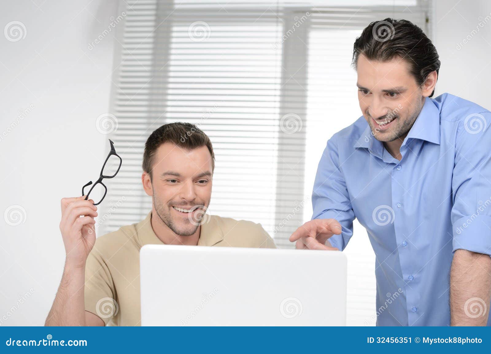 Good Results! Two Cheerful Business People Discussing Something Stock ...