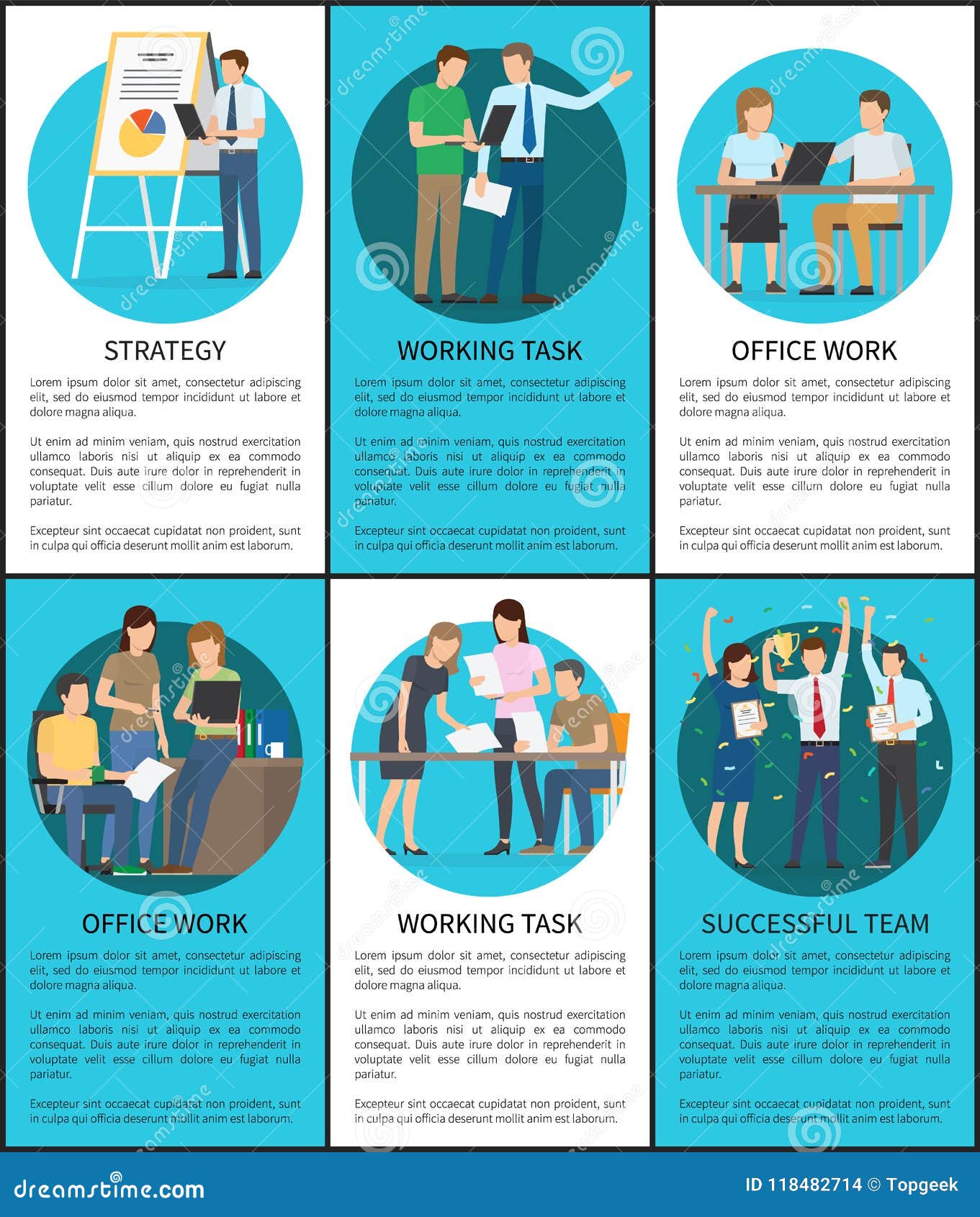 Successful Team and Working Task Vertical Posters Stock Vector ...