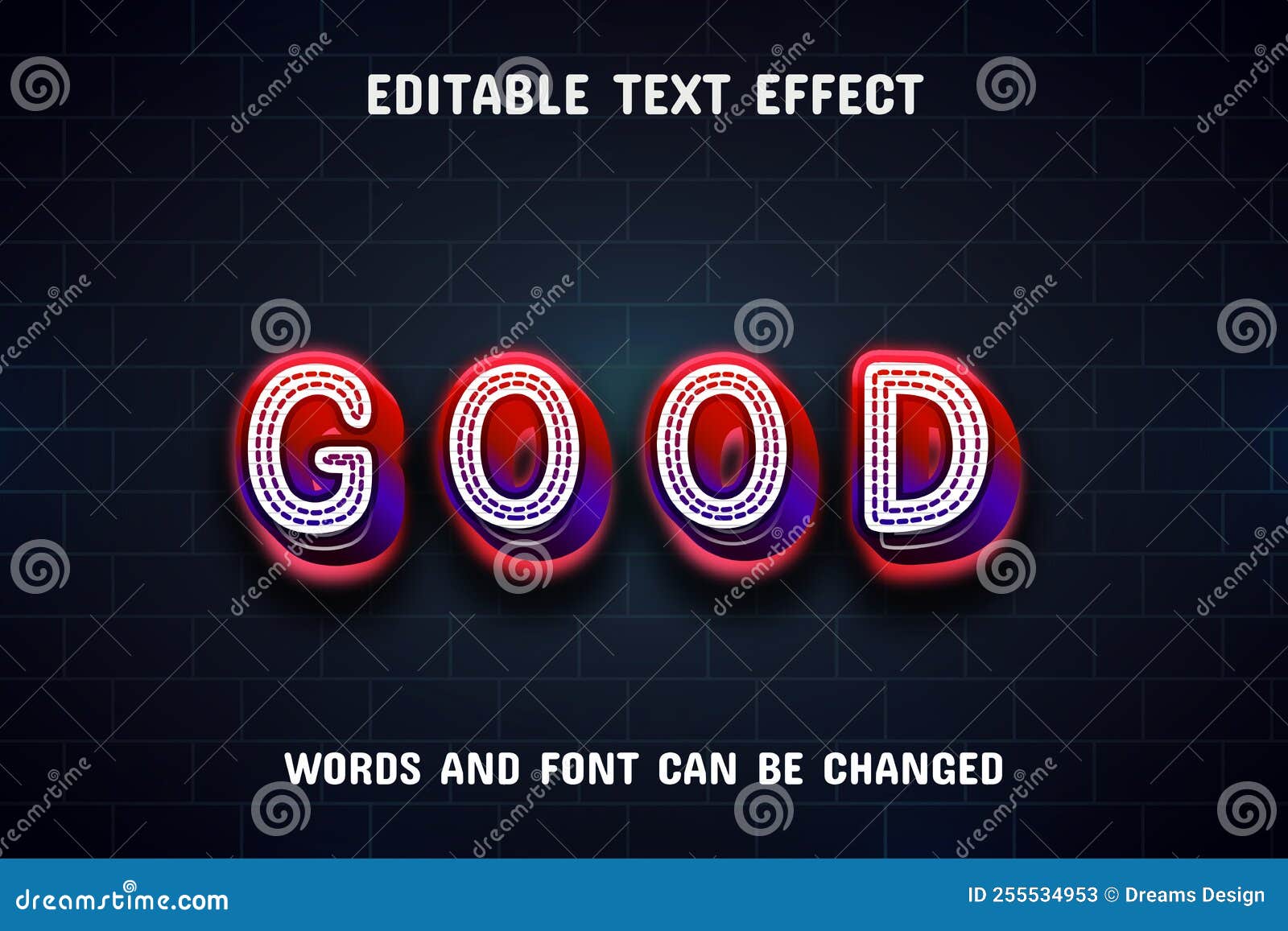 Good Text - Neon Text Effect Editable Stock Vector - Illustration of ...