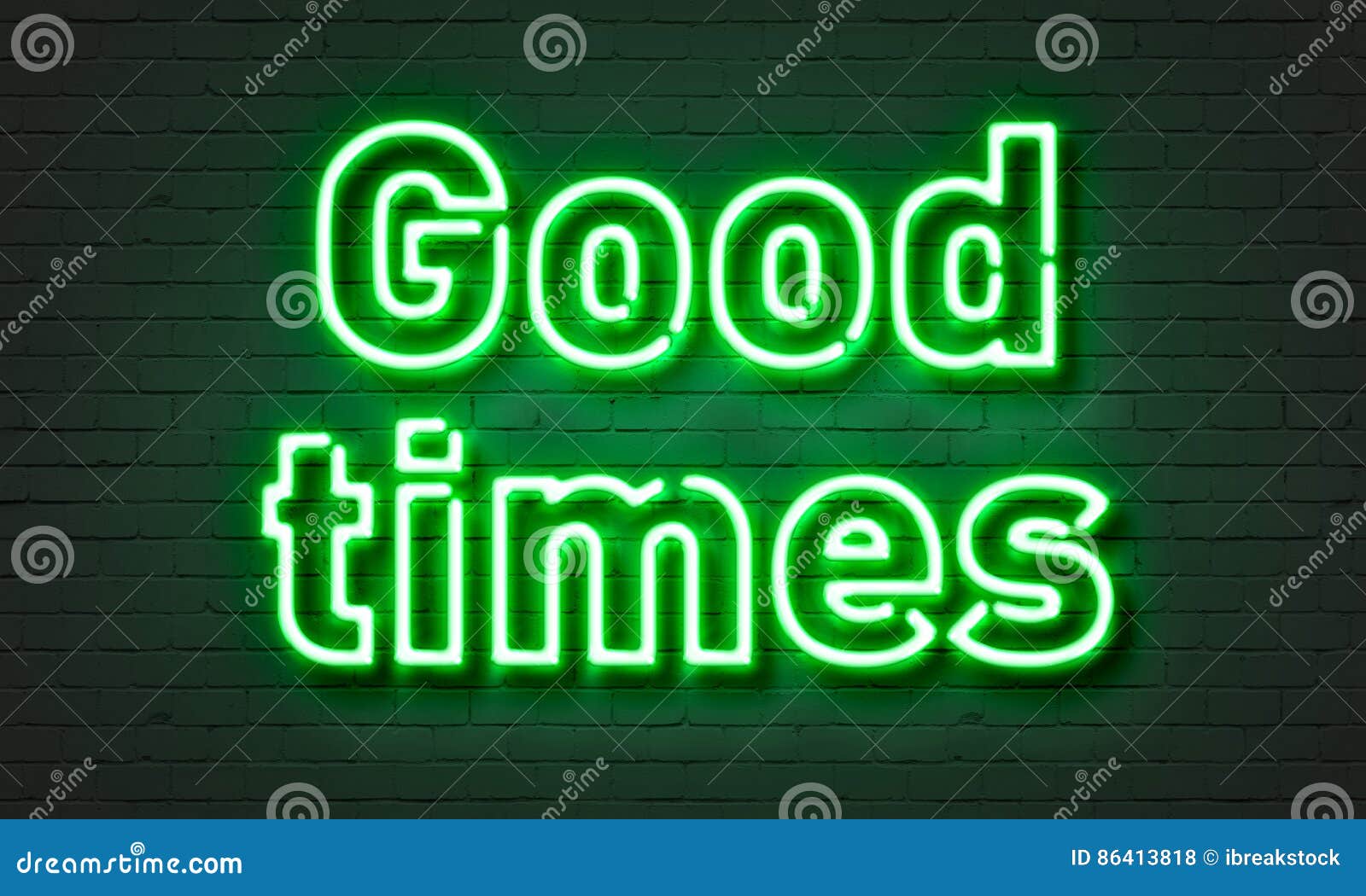 Good Times Neon Sign on Brick Wall Background. Stock Photo - Image of ...