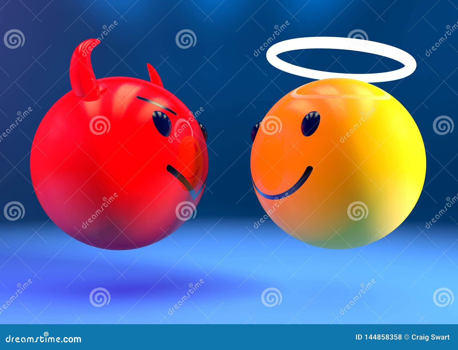 Good versus evil emoji stock illustration. Illustration of yellow ...