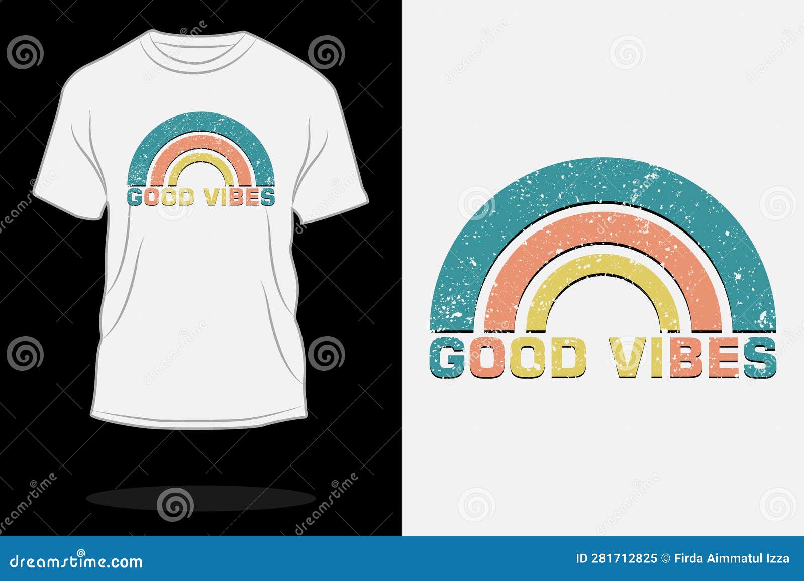 Good Vibes Retro T Shirt Mockup Design Stock Vector - Illustration of ...