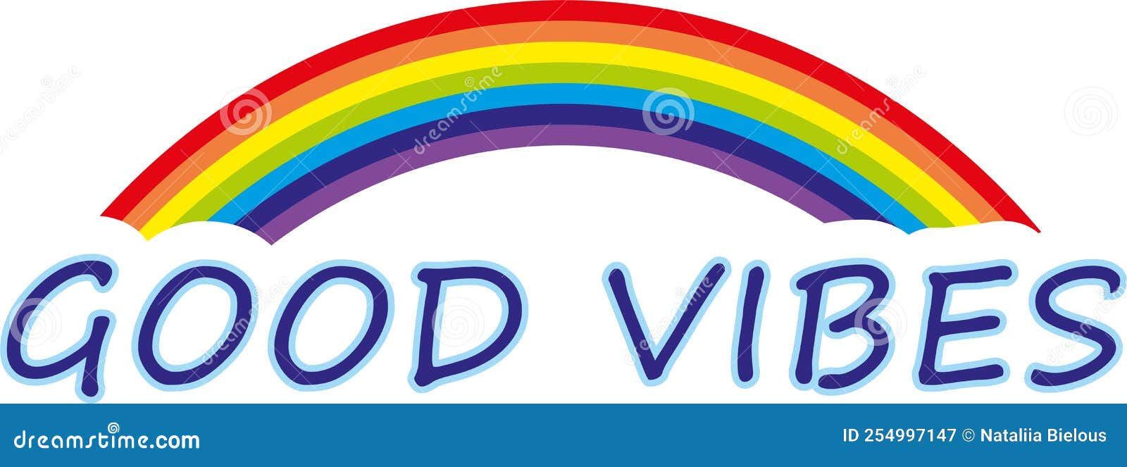 Good Vibes. Stylish Sign with Rainbow Stock Vector - Illustration of ...