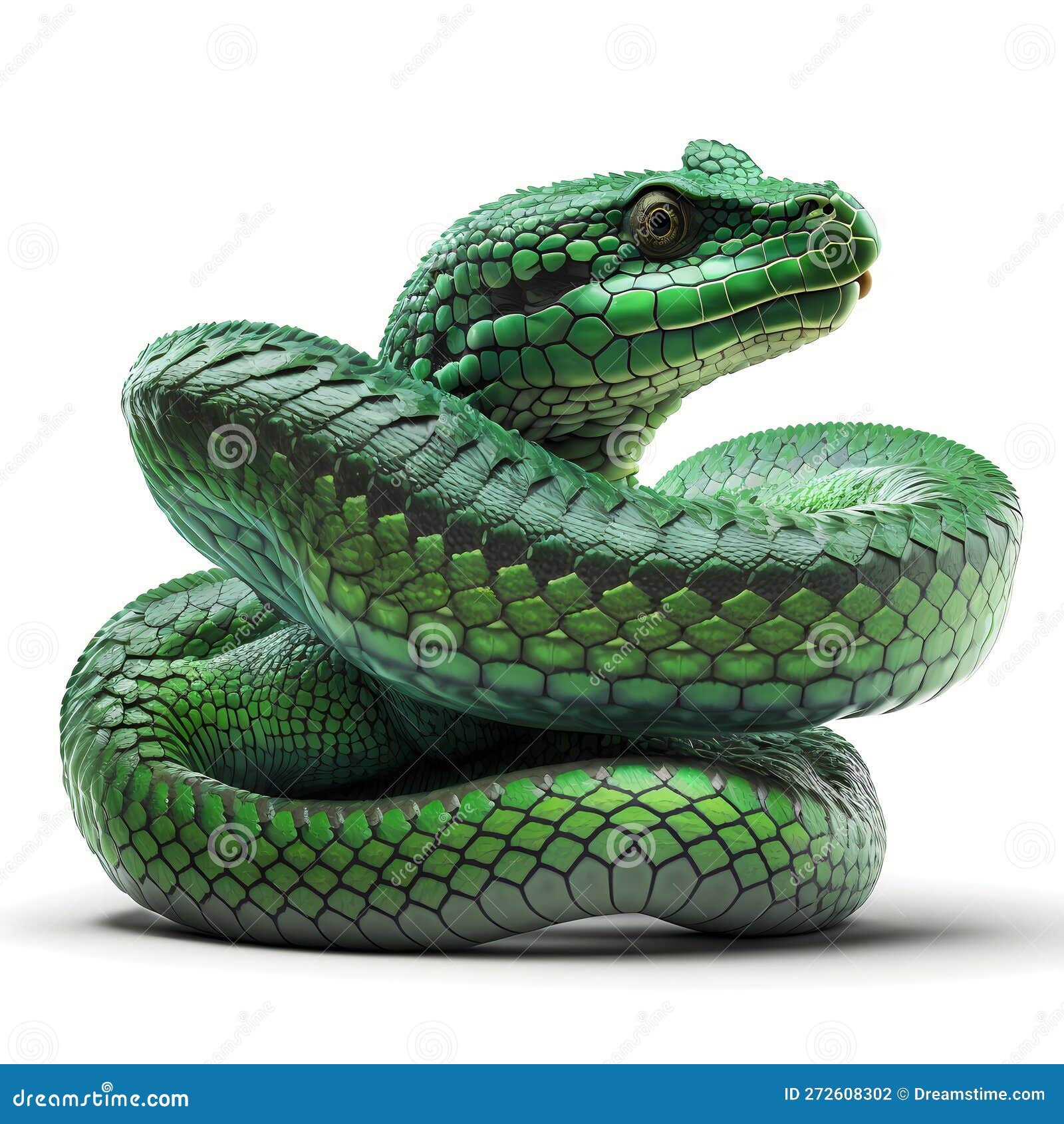 Good View Green Snake Illustration. Generative AI Stock Illustration ...