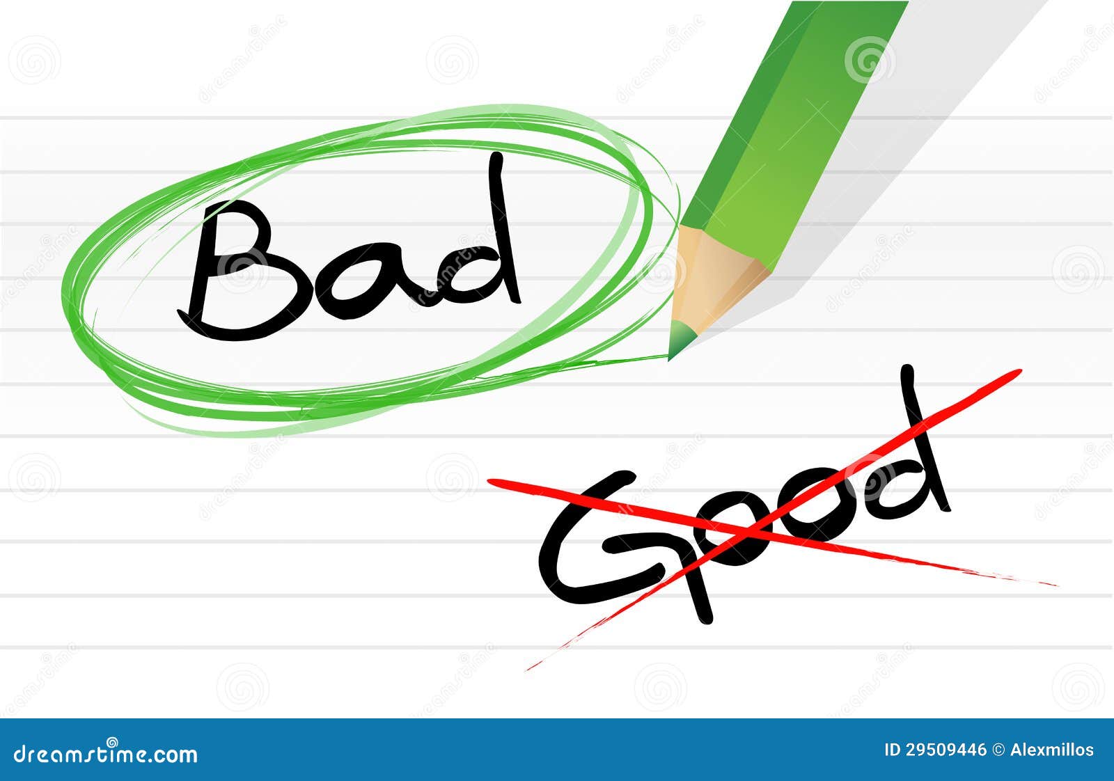 Good vs bad stock illustration. Illustration of lines - 29509446